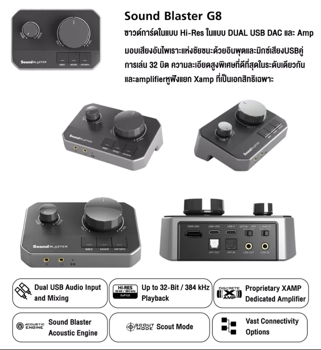 SOUND CREATIVE USB BLASTER G8 Hi-Res Gaming DUAL USB DAC and Amp ประกัน ...