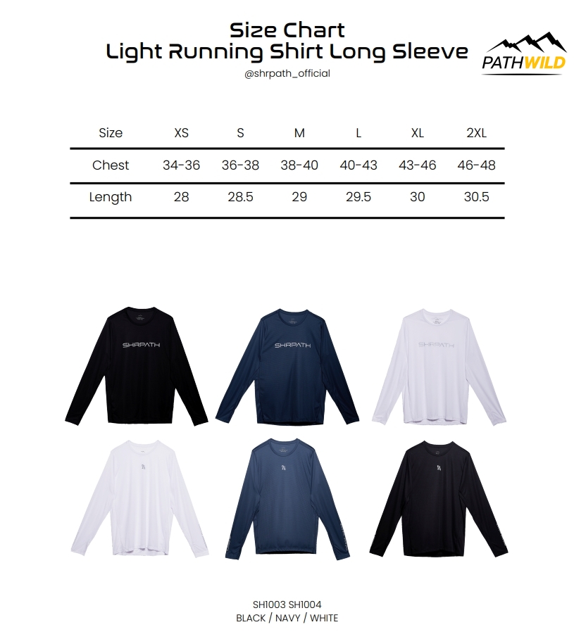 SHRPATH LIGHT RUNNING SHIRT LONG SLEEVE เสื้อวิ่งแขนยาว กันแดดดี ...