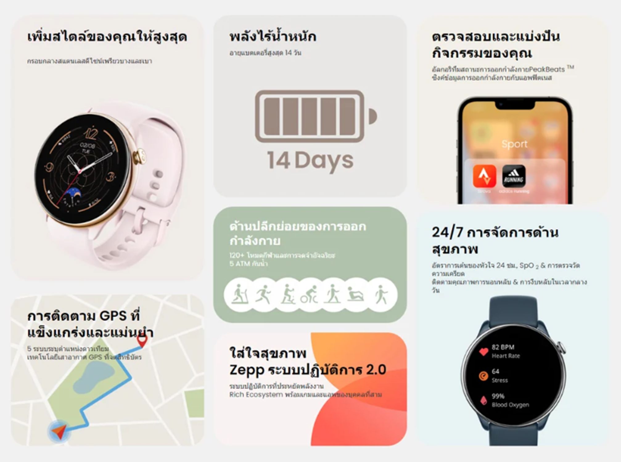 SMART WATCH (นาฬิกาอัจฉริยะ) AMAZFIT GTR MINI Misty Pink / Ocean Blue ...