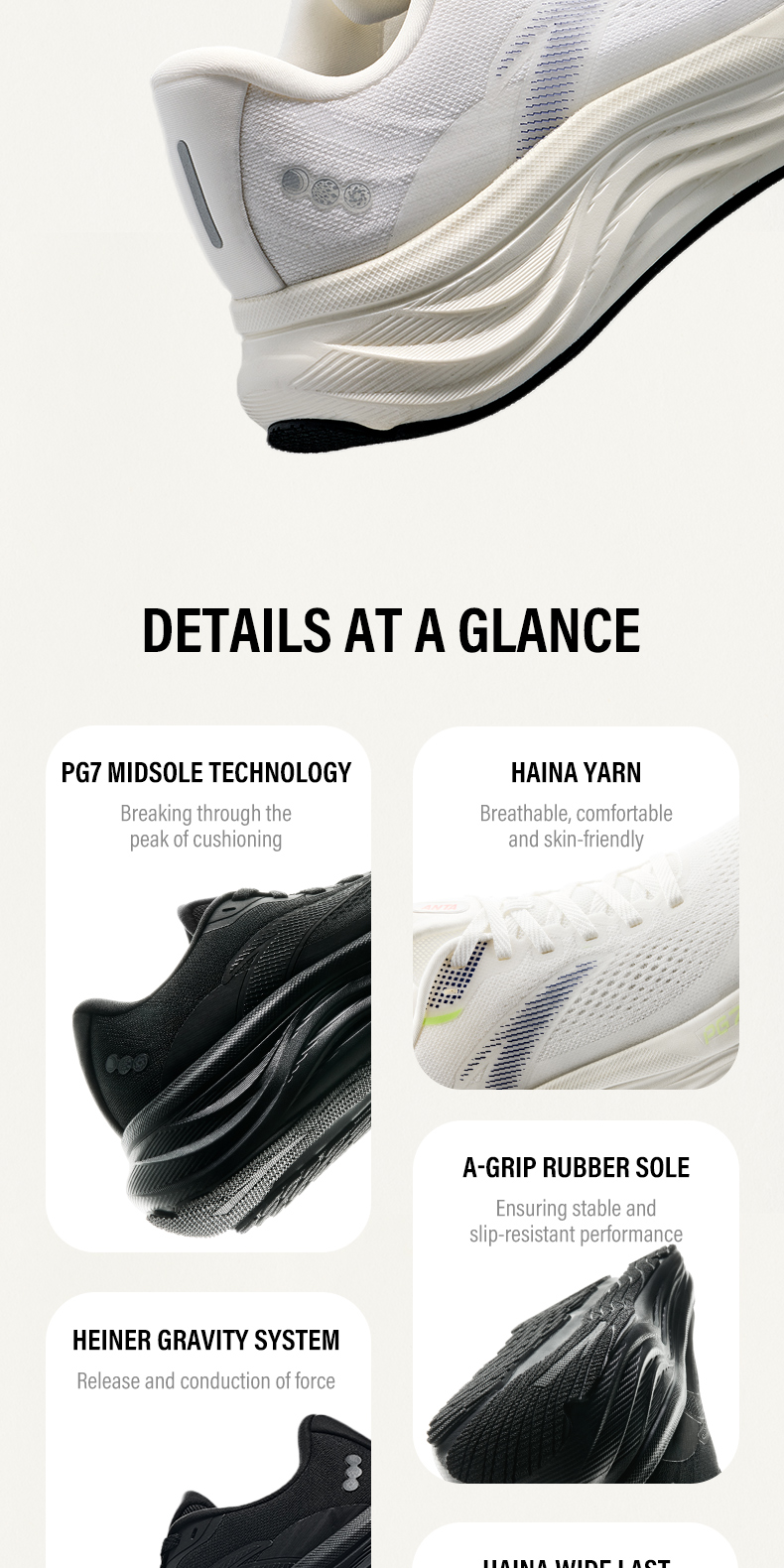 ANTA TRAVEL 2 PG7 รองเท้าวิ่งชายแบบนุ่มซัพพอร์ต ไซส์กว้าง 2E สำหรับกีฬา ...