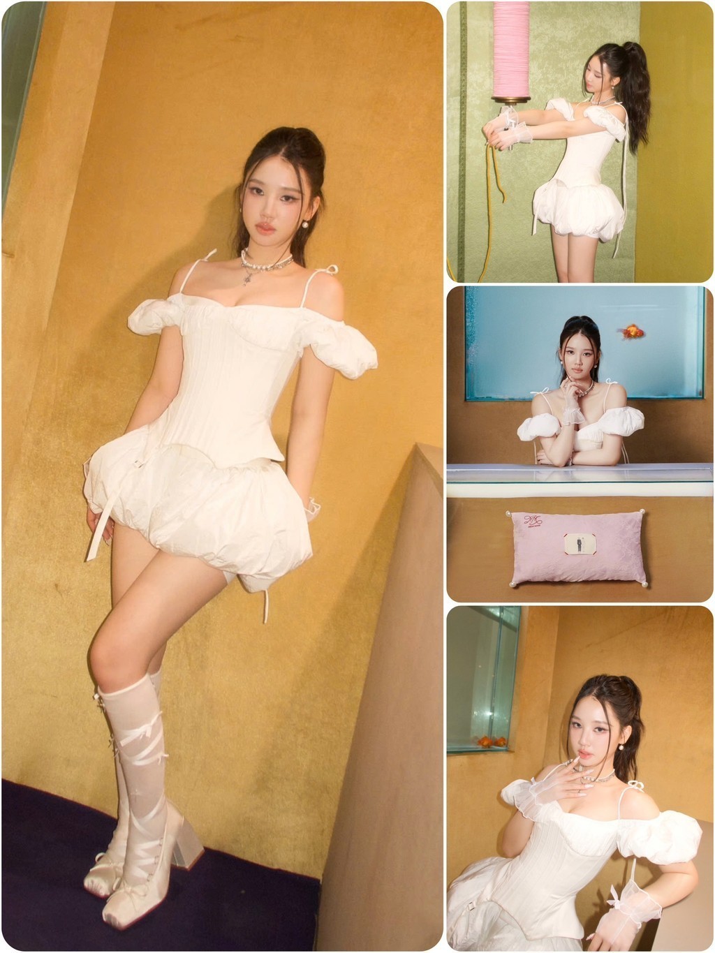 LSOUL Doux Fou Set เสื้อคอร์เซ็ตรัดรูปเกาะอก กระโปรงทรงบอลลูนสีขาว (ขายแยก) | Shopee Thailand