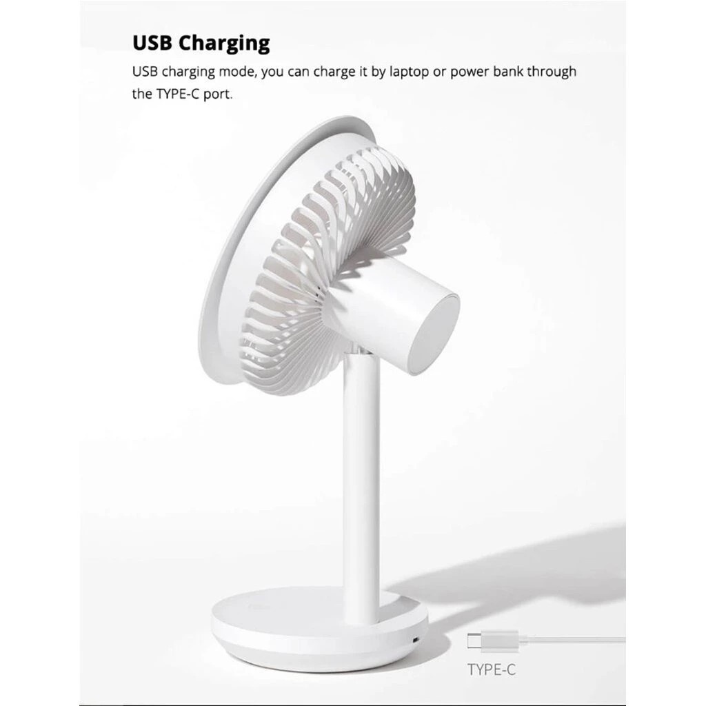 AISOLOVE F5 Desktop Fan พัดลมตั้งโต๊ะแบตเตอรี่ 4000mAh ปรับแรงลม 3 ...