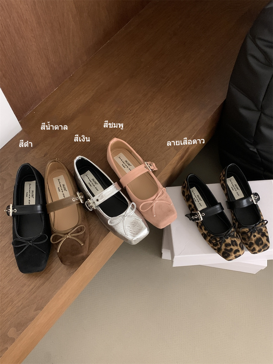 รองเท้าแมรี่เจนหัวเหลี่ยมสไตล์เรโทร ประดับโบว์ ไซส์ใหญ่ ใส่สบาย ไม่ลื่น ...