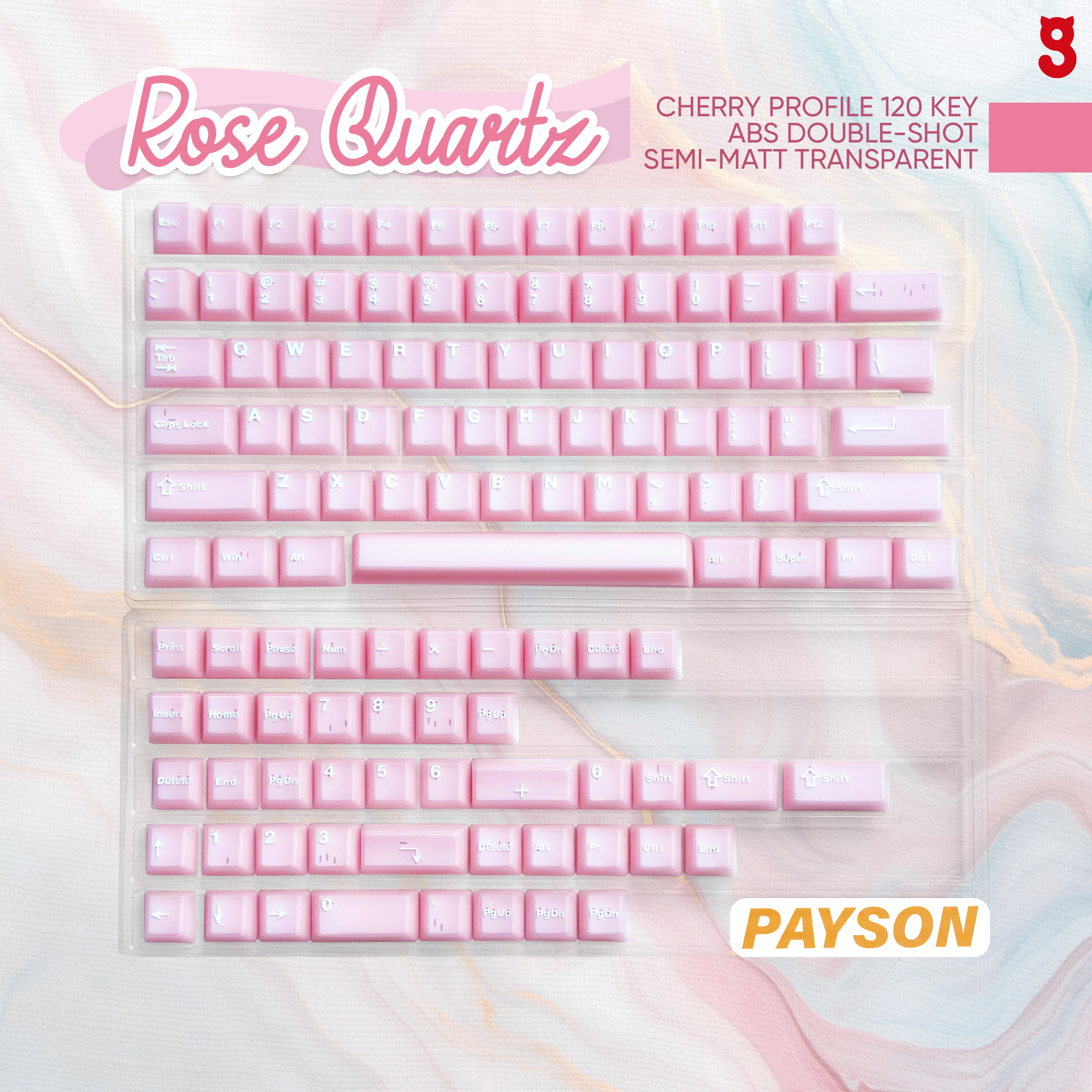 (พร้อมส่งจากไทย)(ฟลูเซ็ต 120 คีย์) คีย์แคป Rose Quartz PAYSON TRiFFi ...