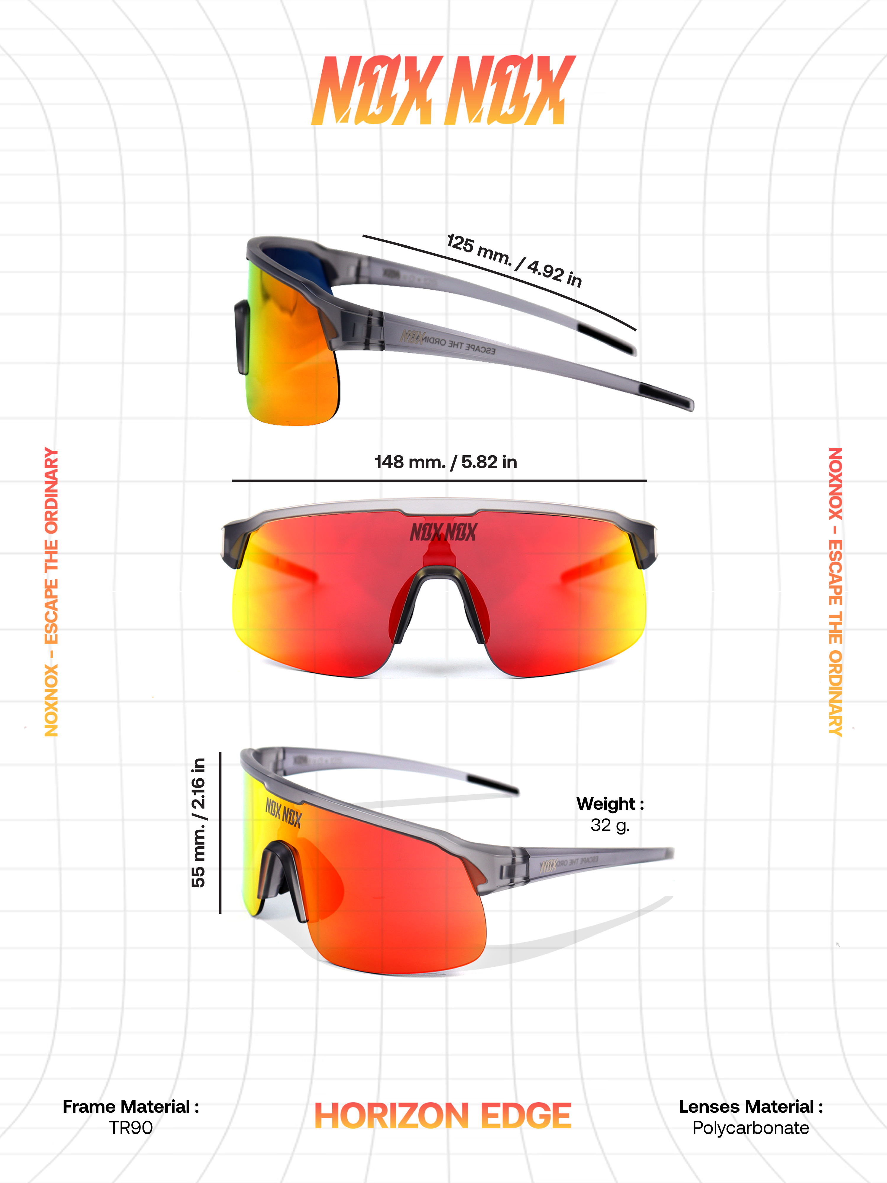 Nox Nox Horizon Edge แว่นตากันแดด แว่นกีฬา | Shopee Thailand