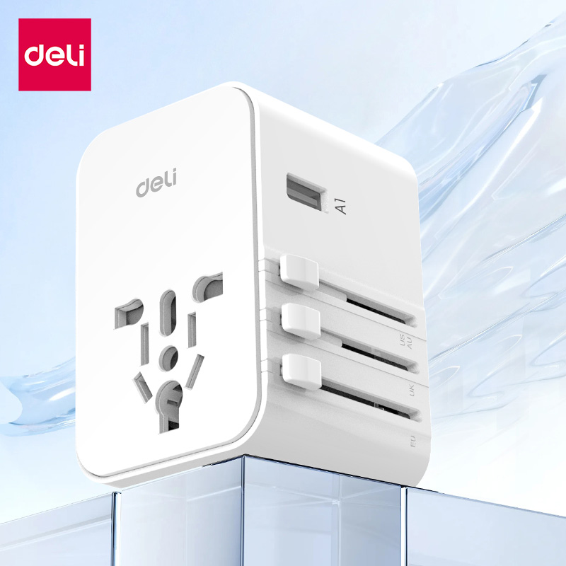 Deli หัวแปลงปลั๊กไฟ อะแดปเตอร์แปลงไฟ ใช้ต่างประเทศ ปลั๊กแปลง USB TypeC ...