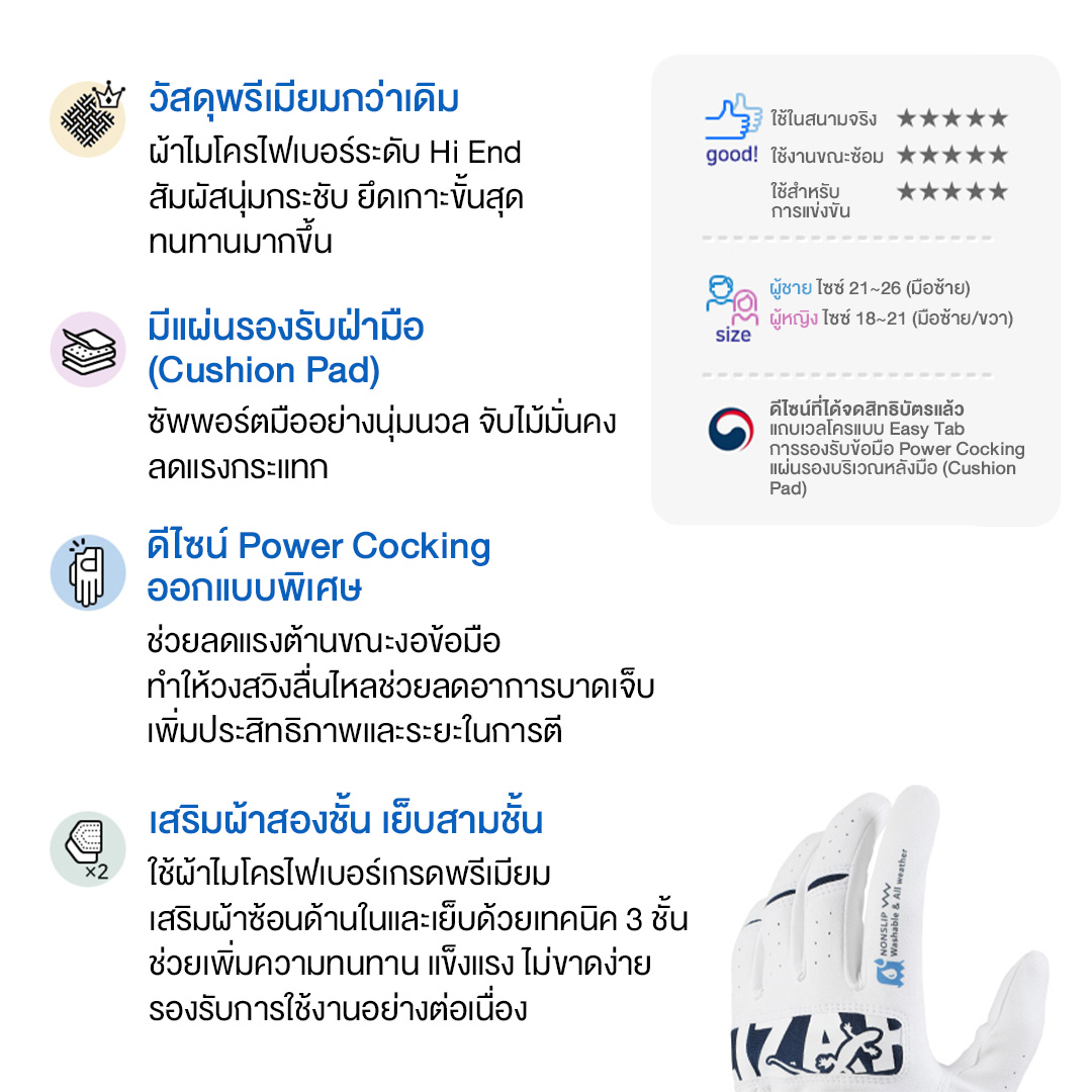 DDAM GOLF LIZARDถุงมือกอล์ฟผู้หญิง ผ้าไมโครไฟเบอร์ สีชมพู 1 ชิ้น ns korea | Shopee Thailand