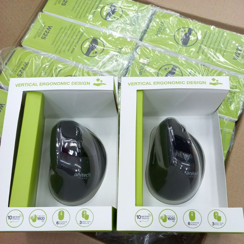 (พร้อมส่ง) ANITECH Vertical Wireless Mouse Ergonomic design Model: W225 ...