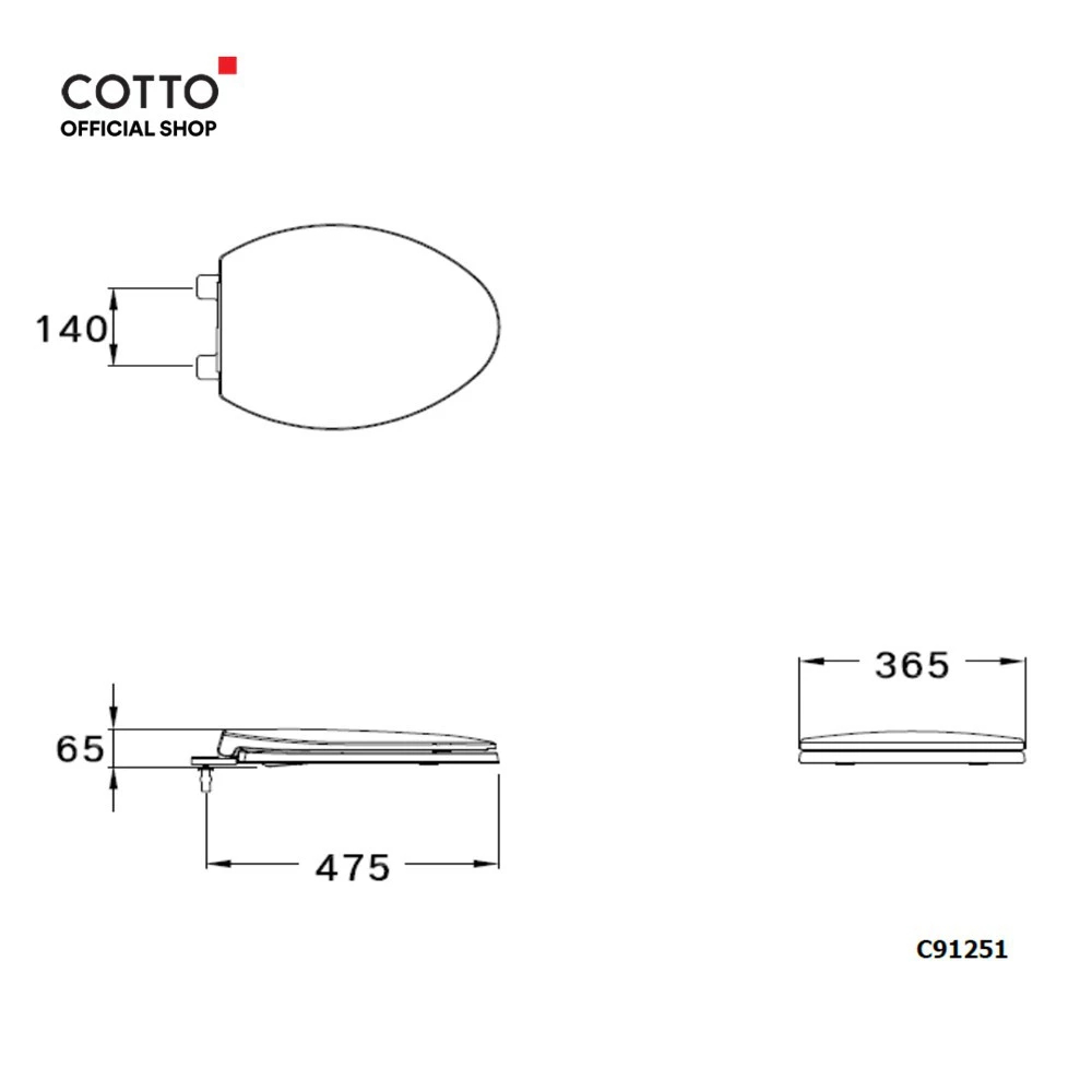 Cotto C91251 ทรงรี V ฝารองนั่งชักโครก Soft Closed ใช้กับ American ...