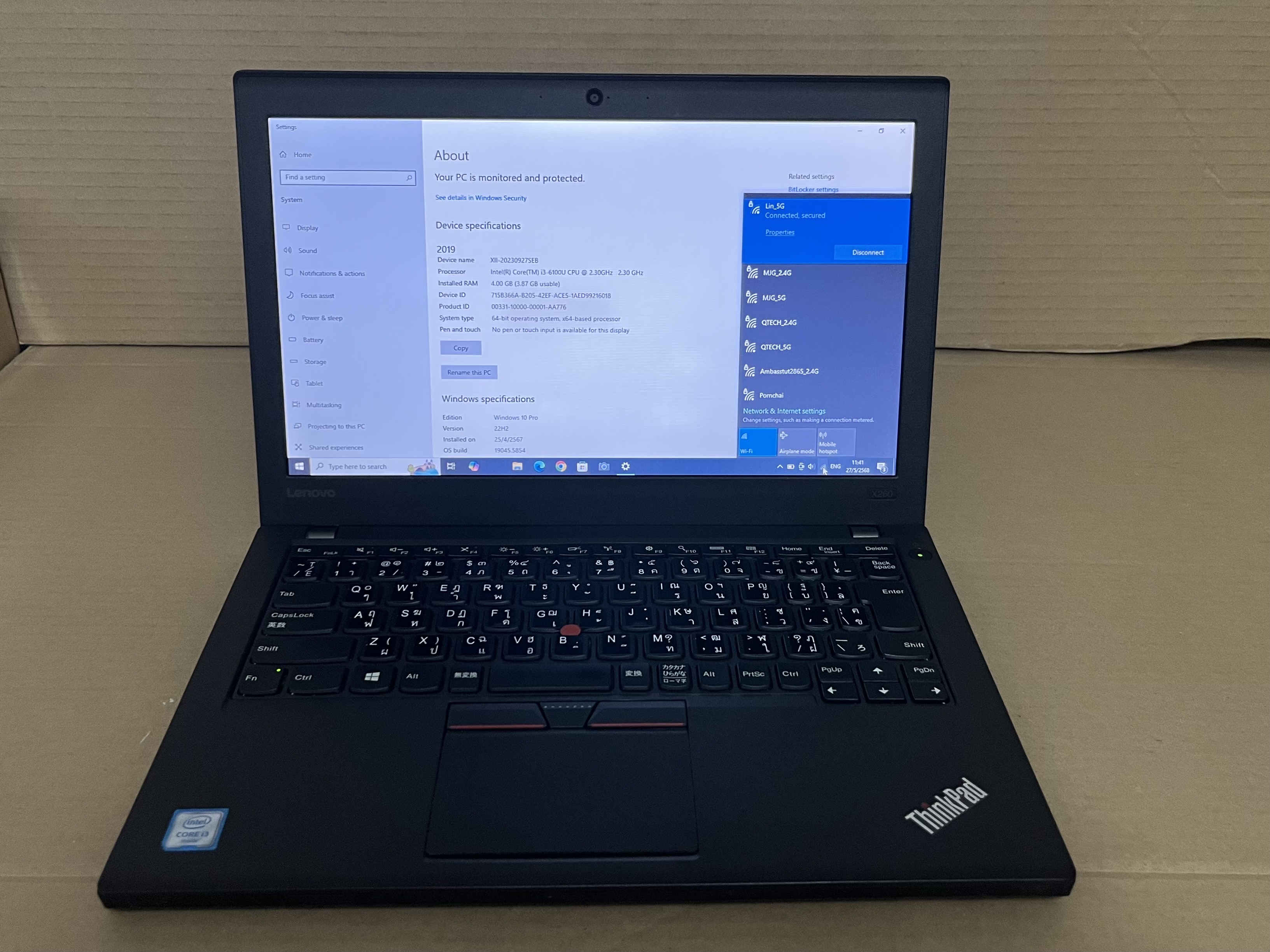 NOTBOOK Lenovo. ThinkPad. X260 Device name. Pk-20240828OPPO หน้าจอ 13.5 ...