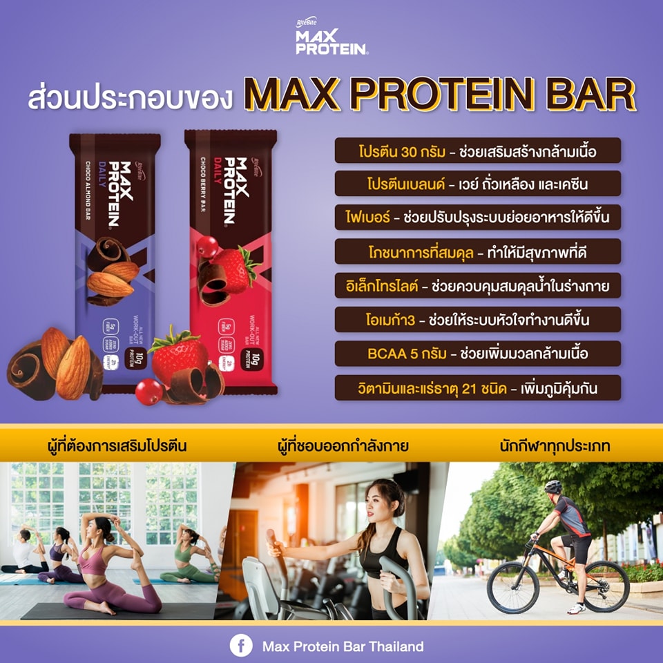 Max Protein Bars(Pack of 24) Healthy & Yummyโปรตีนบาร์ 2 รสชาติ แพ็ค 24 ...