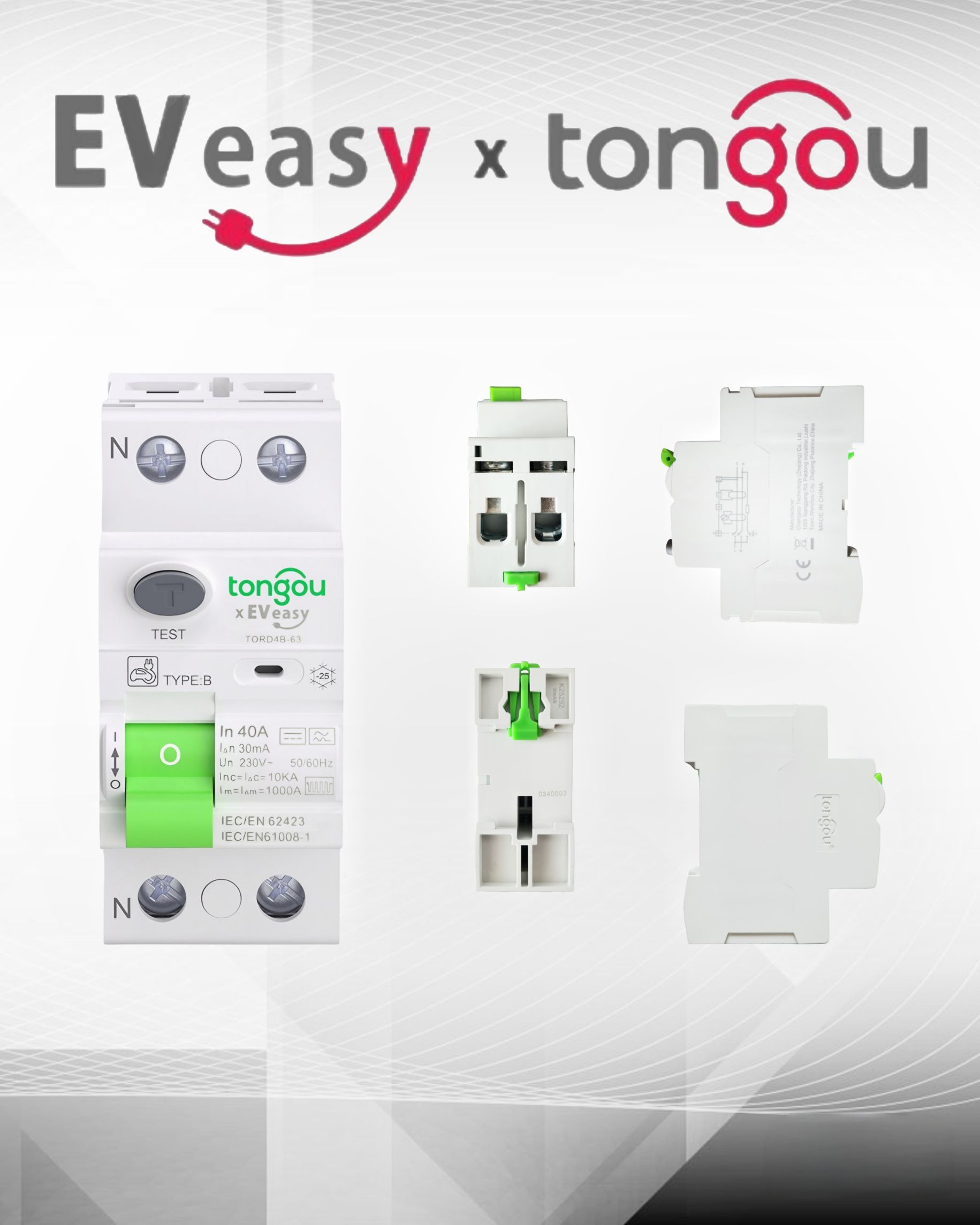 กันดูด RCD Type B 40A 1 เฟส สำหรับเครื่องชาร์จรถยนต์ไฟฟ้า Tongou x EV ...