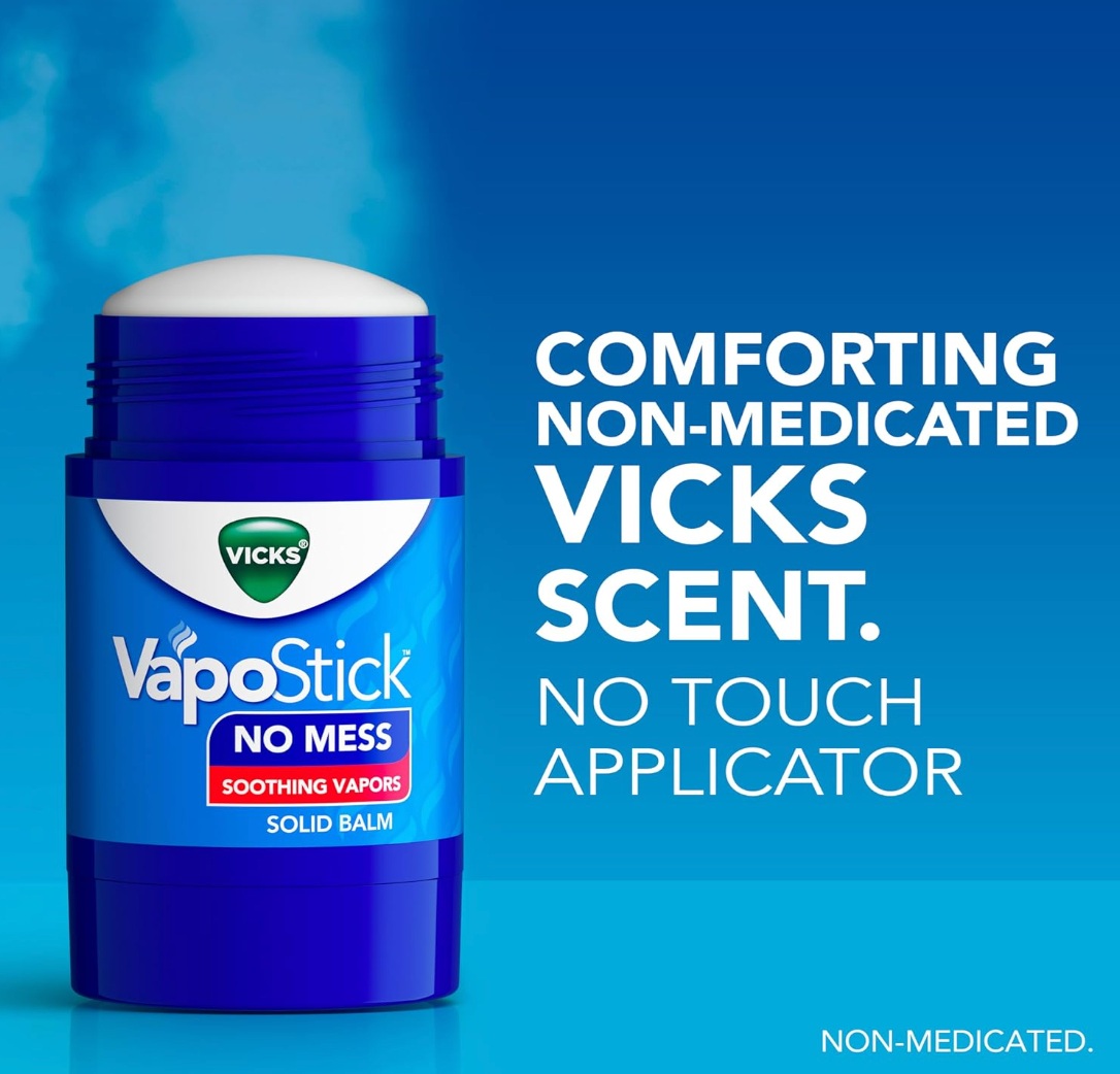 Vicks VapoStick, Solid Balm, No Mess, Soothing Non-Medicated Vicks ...