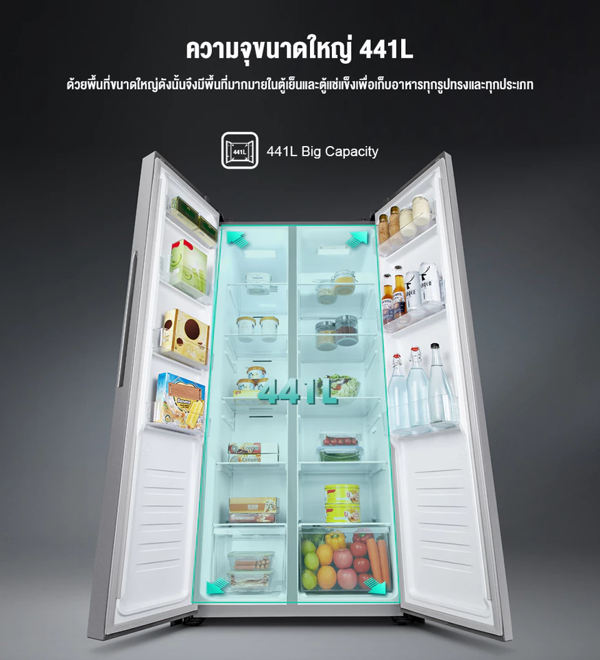 Hisense ตู้เย็น2 ประตู Side By Side :15.6Q/441 ลิตร รุ่น ERS428S ...