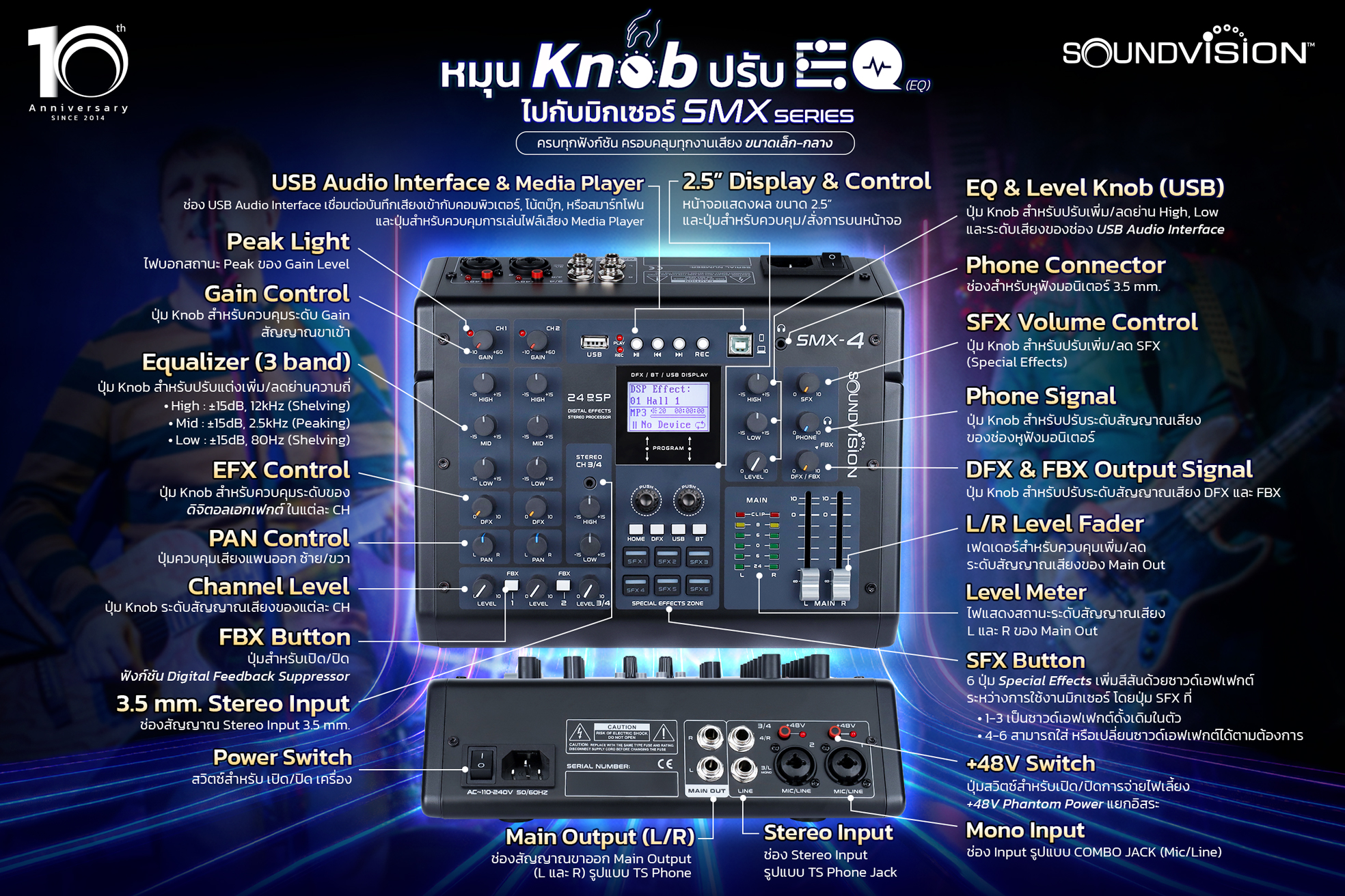 SOUNDVISION SMX มิกเซอร์ เครื่องผสมเสียง SMX-4 (6 CH) และ SMX-6 (8 CH ...