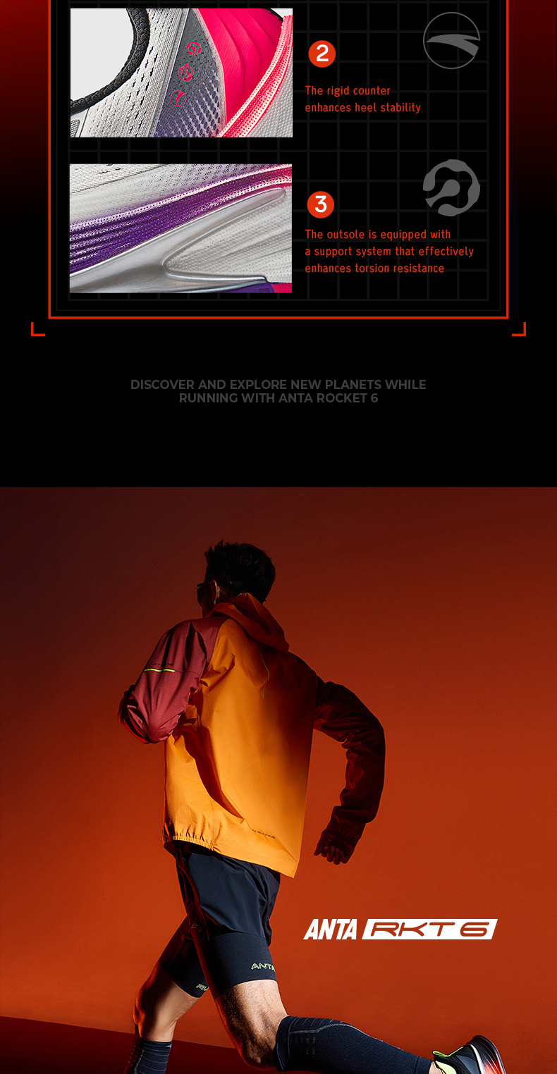 ANTA Rocket 6 รองเท้าวิ่งผู้ชาย Nitroedge ผ้ากันน้ำ 1124D5581 Official ...