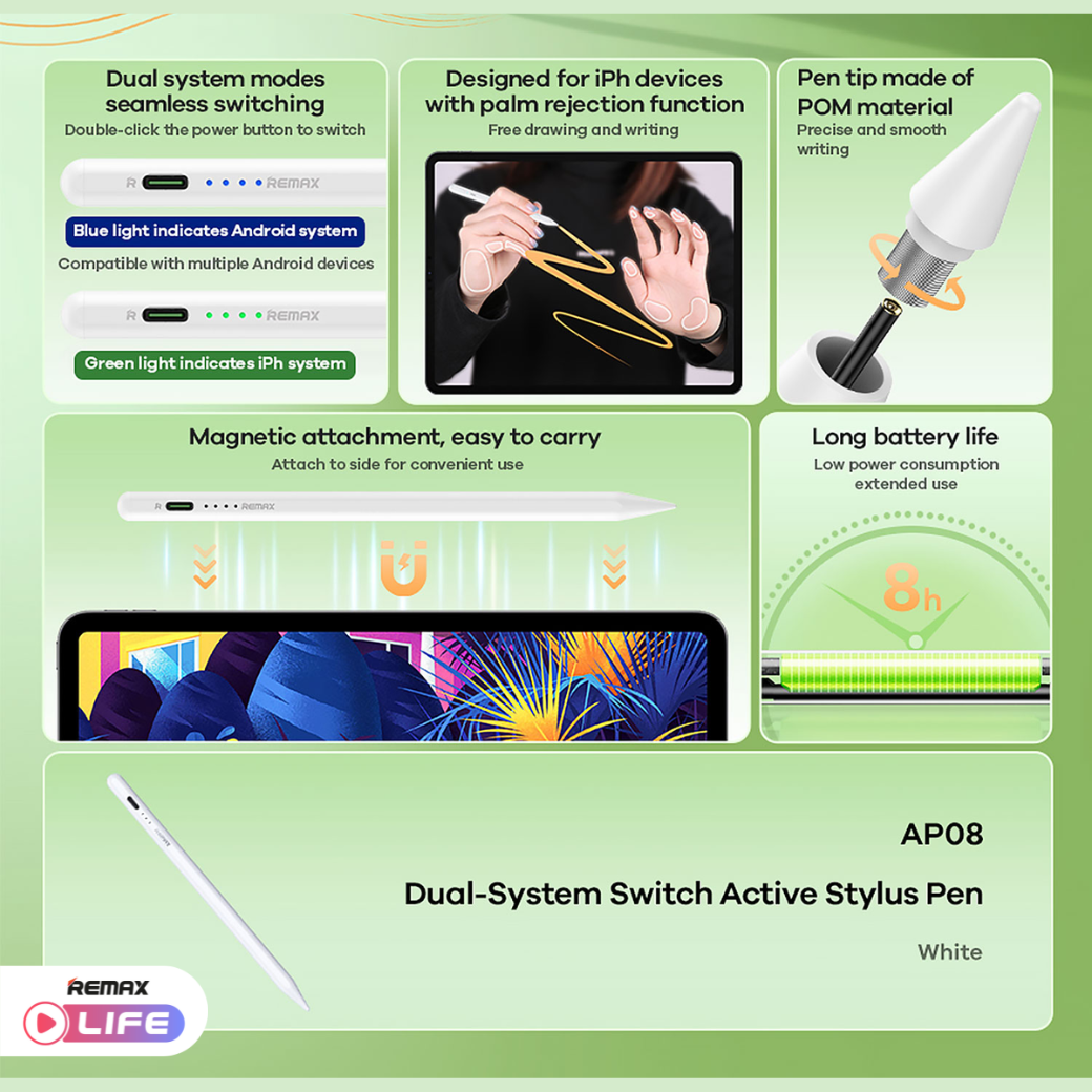 Remax Stylus Pen รุ่น AP08 For Android ปากกาสไตลัส ทัชสกรีน เขียนหน้าจอ โทรศัพท์มือถือ มีประกัน ...