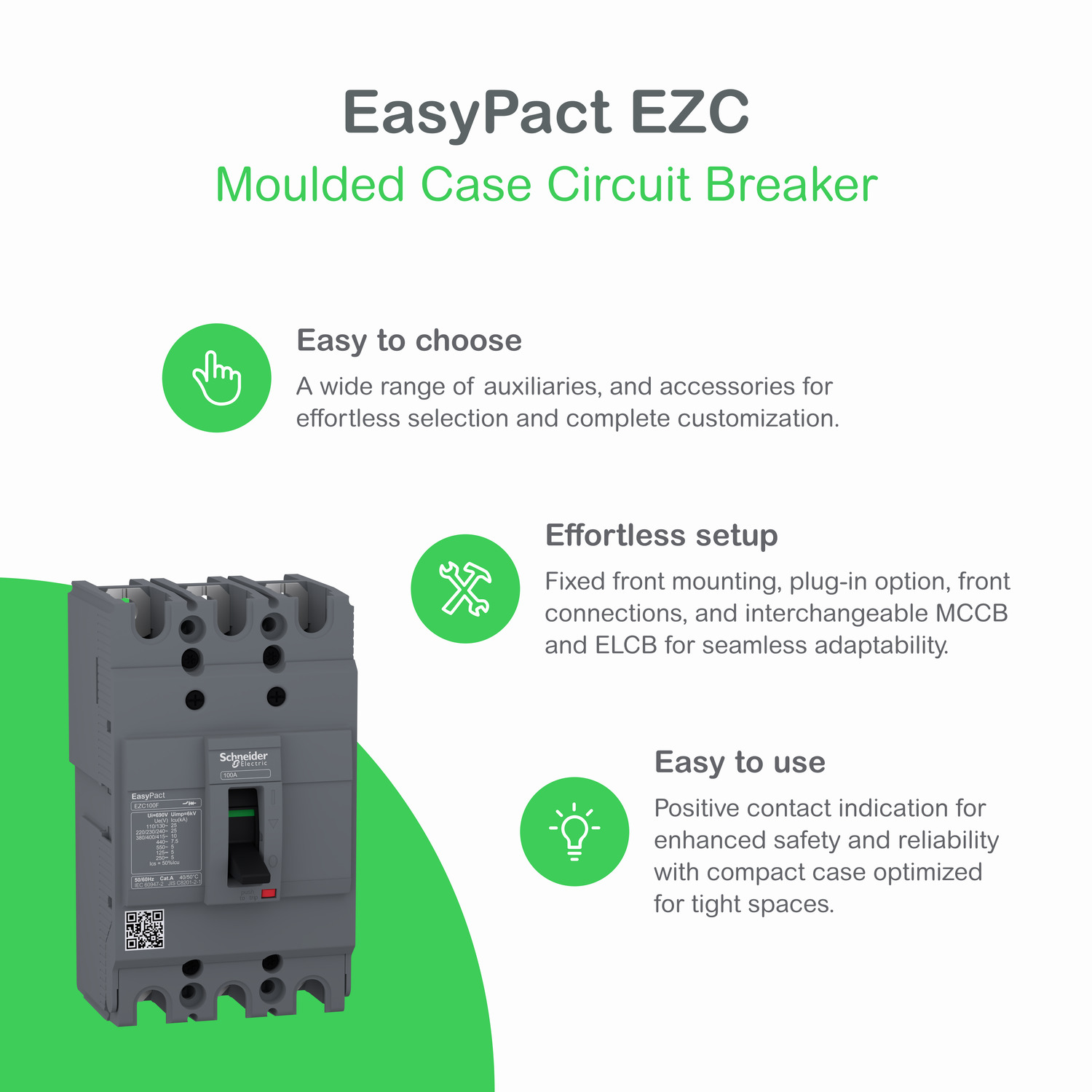 Schneider Electric circuit breaker,EasyPact EZC100H,TMD,30A,2 poles 2d ...