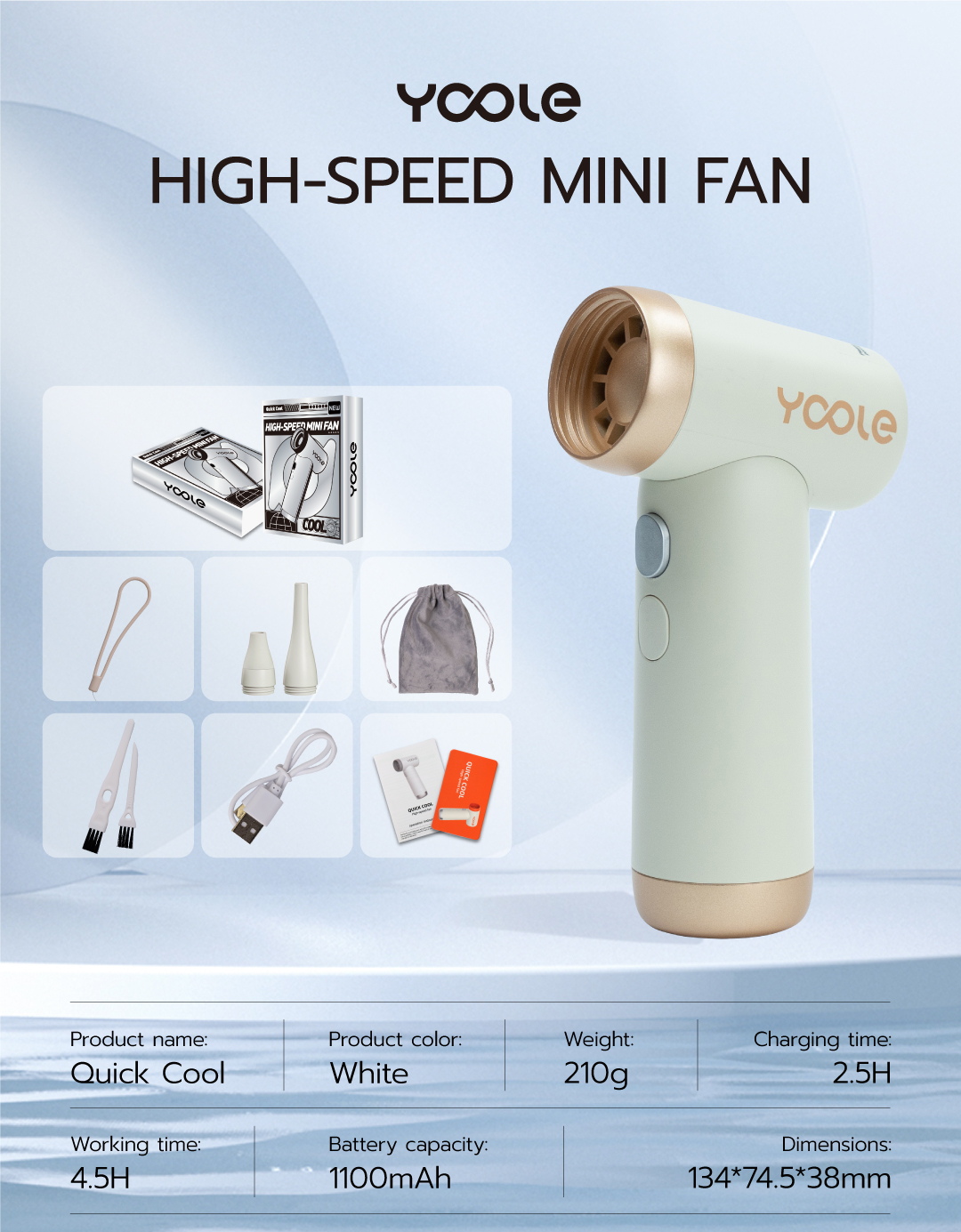 Yoole Quick Cool High-speed Mini Fan พัดลมพายุ ความเร็วสูง ลมแรง ขนาด ...
