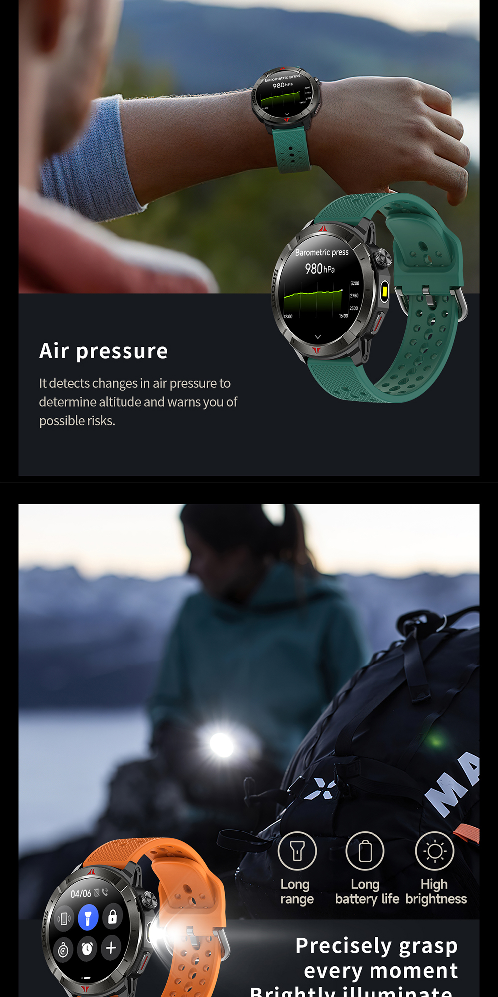 Aolon Navi R3 Ultra GPS สมาร์ทวอทช์ AMOLED ตำแหน่งความถี่คู่หกดาวเทียม ...