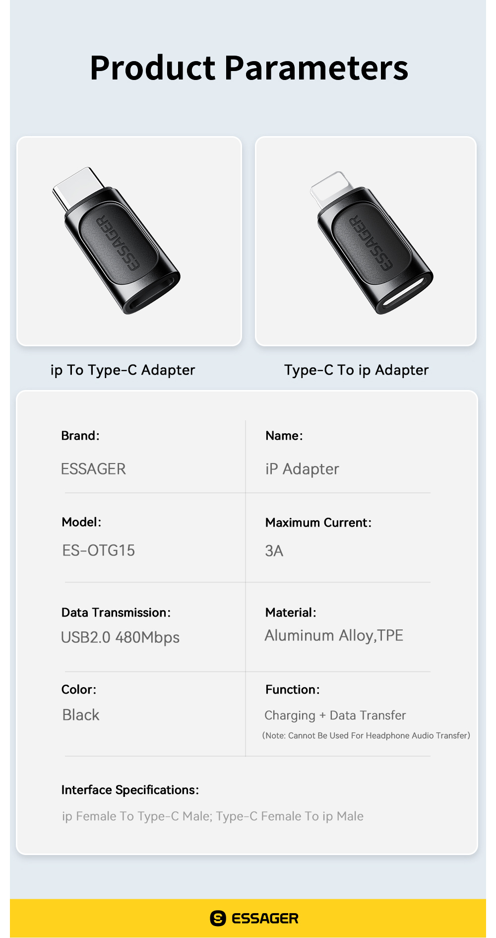 Essager 3A OTG ConverterI Ios To Type-C USB2.0 480Mbps Type-C เป็น L อะ ...
