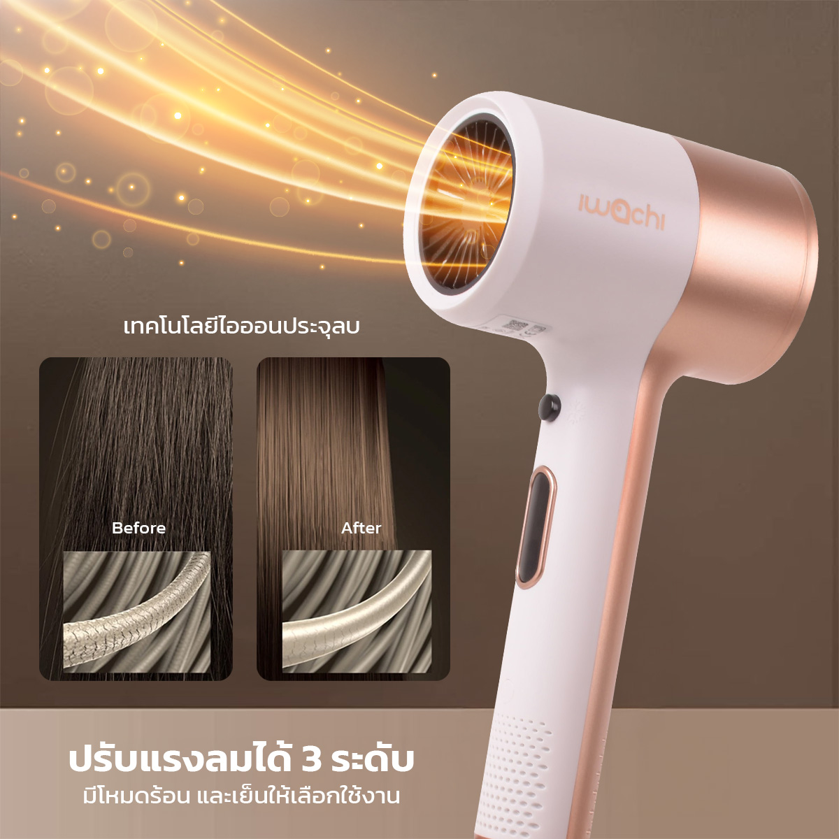 IWACHI ไดร์เป่าผม GY5000 กำลังลม 1800วัตต์ มีโหมดลมเย็น ปรับได้3ระดับ | Shopee Thailand