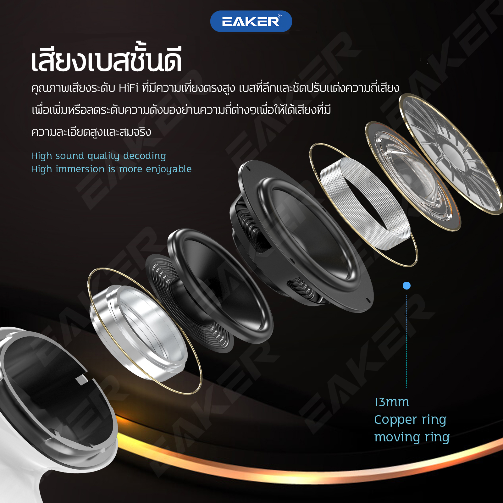 รุ่นใหม่ EAKER หูฟังบลูทูธไร้สาย บลูทูธ5.4 พร้อมหน้าจอทัชสกรีน เสียงStereo HD voice คุยสายชัด ...