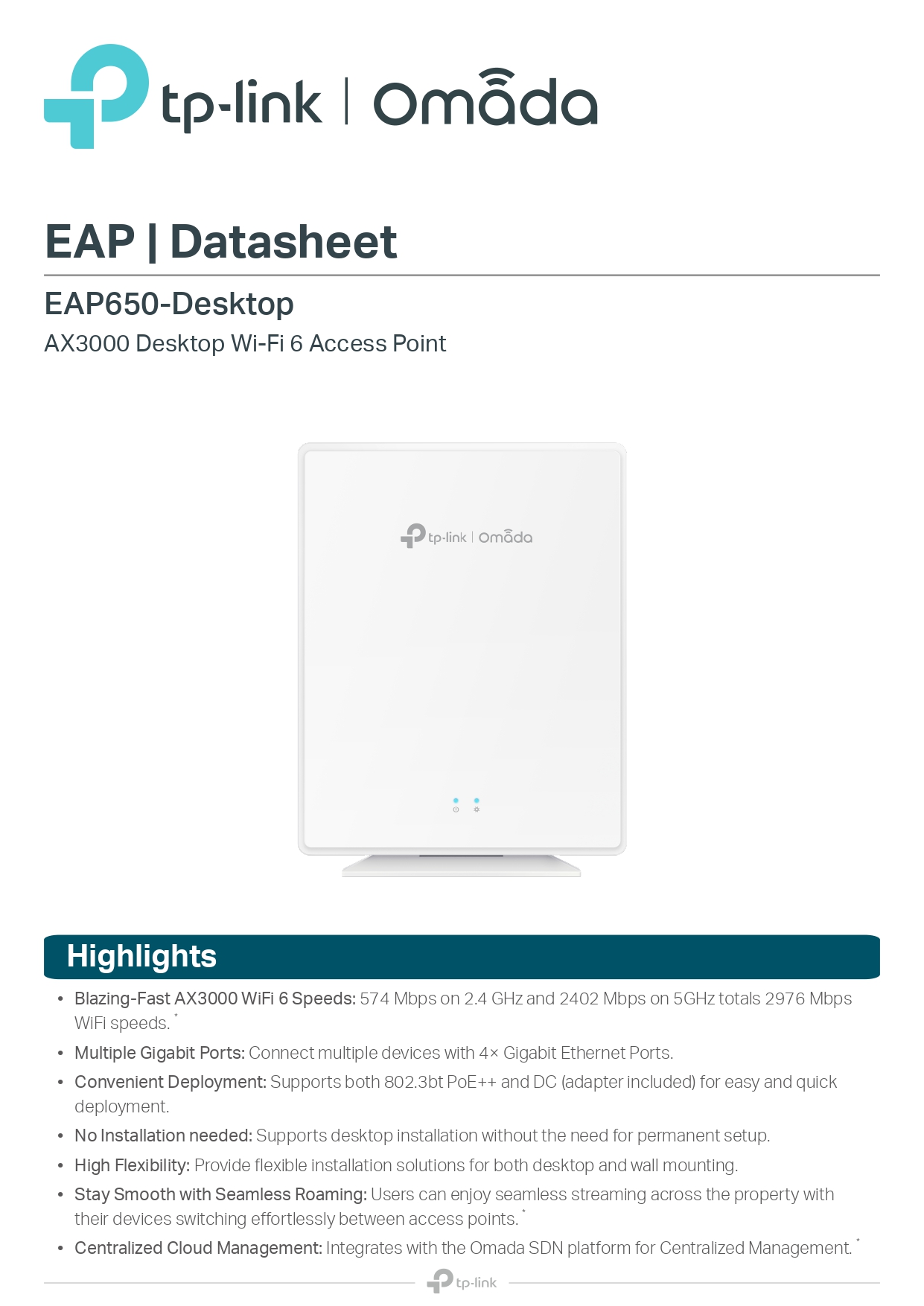 TP-LINK EAP650 Desktop / Ceiling Mount ฟรี Adapter AX3000 Wi-Fi 6 ...