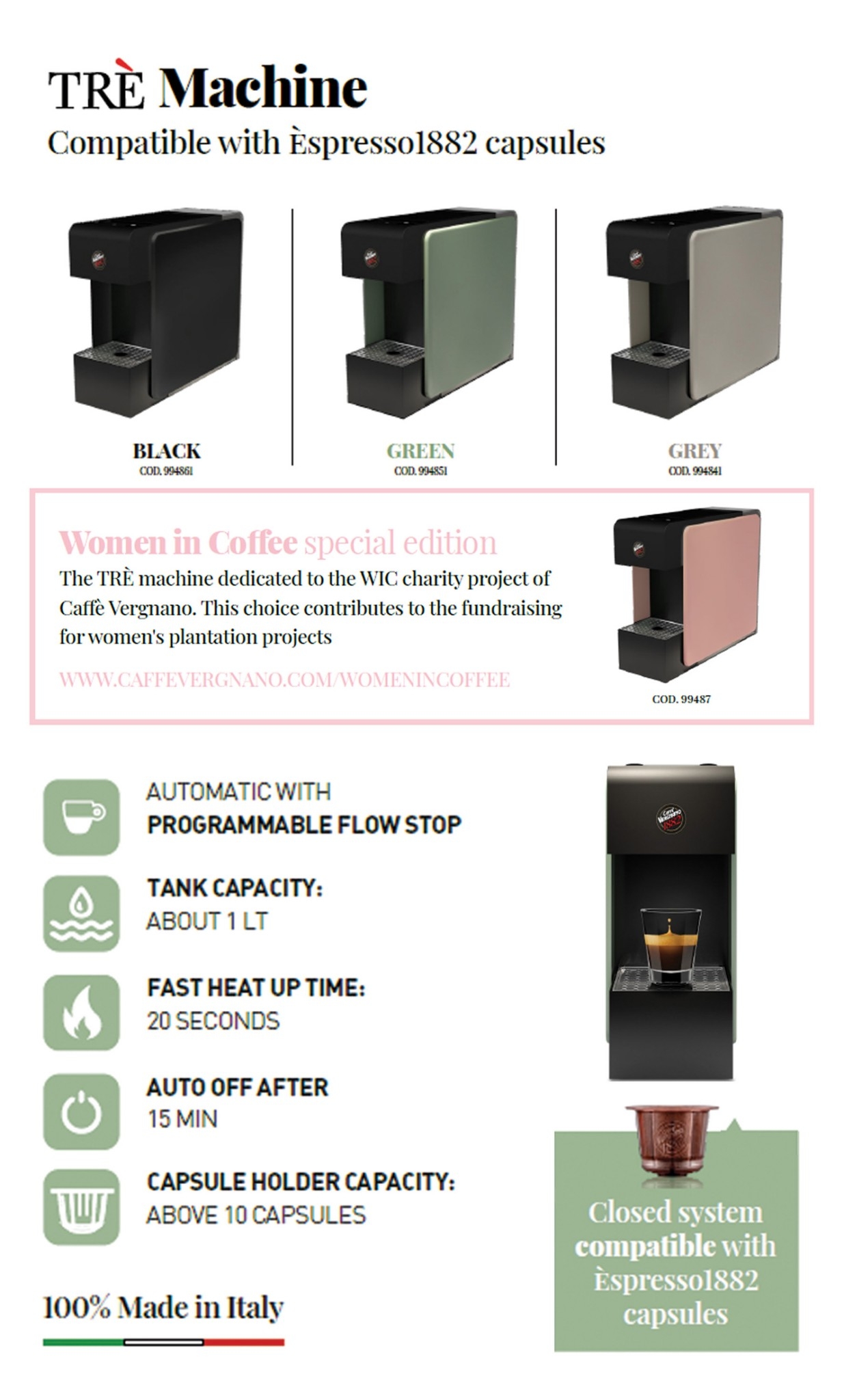 Caffe Vergnano Tre Machine เครื่องทำกาแฟแคปซูล แถมฟรี Nespresso ...