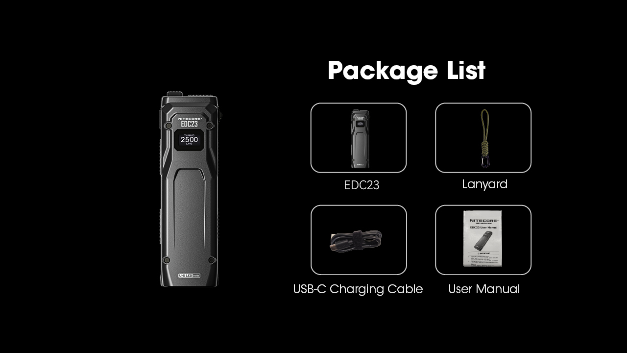 ไฟฉาย Nitecore EDC23 2500 Lumen USB-C Rechargeable Ultra-Slim EDC Flashlight | Shopee Thailand