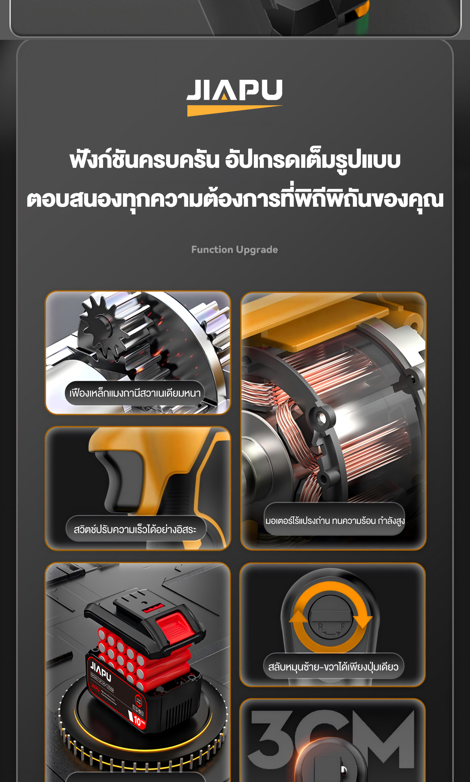 JIAPU 3/8นิ้วค่ะ ประแจวงล้อ ไร้สายแบบไร้สาย หัวขยายที่อัปเกรดแล้ว มืออาชีพอย่างมืออาชีพ ประแจมุม ...