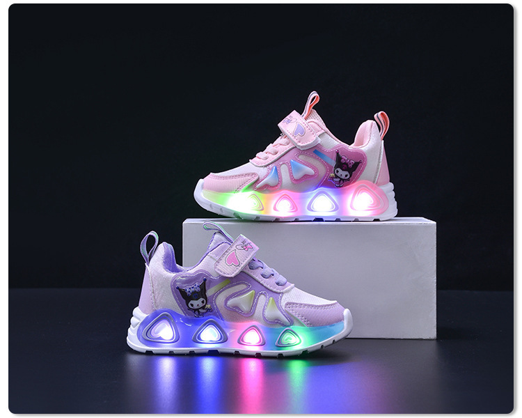 Sineed แฟชั่น LED เรืองแสงสาวรองเท้าเจ้าหญิงสบายลื่น Velcro รองเท้ากีฬา ...