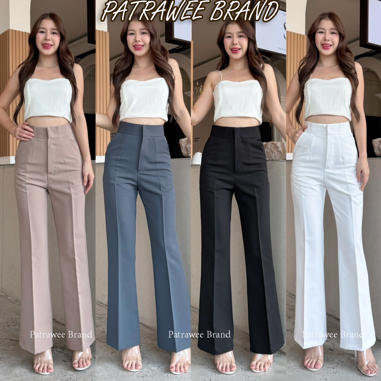 P43 กางเกงขาม้า กางเกงขาม้าน้อย หรือขาม้าเล็ก S-XL งานตะขอดีเทลซิปหน้า แต่งกระเป๋า 2 ข้าง ...