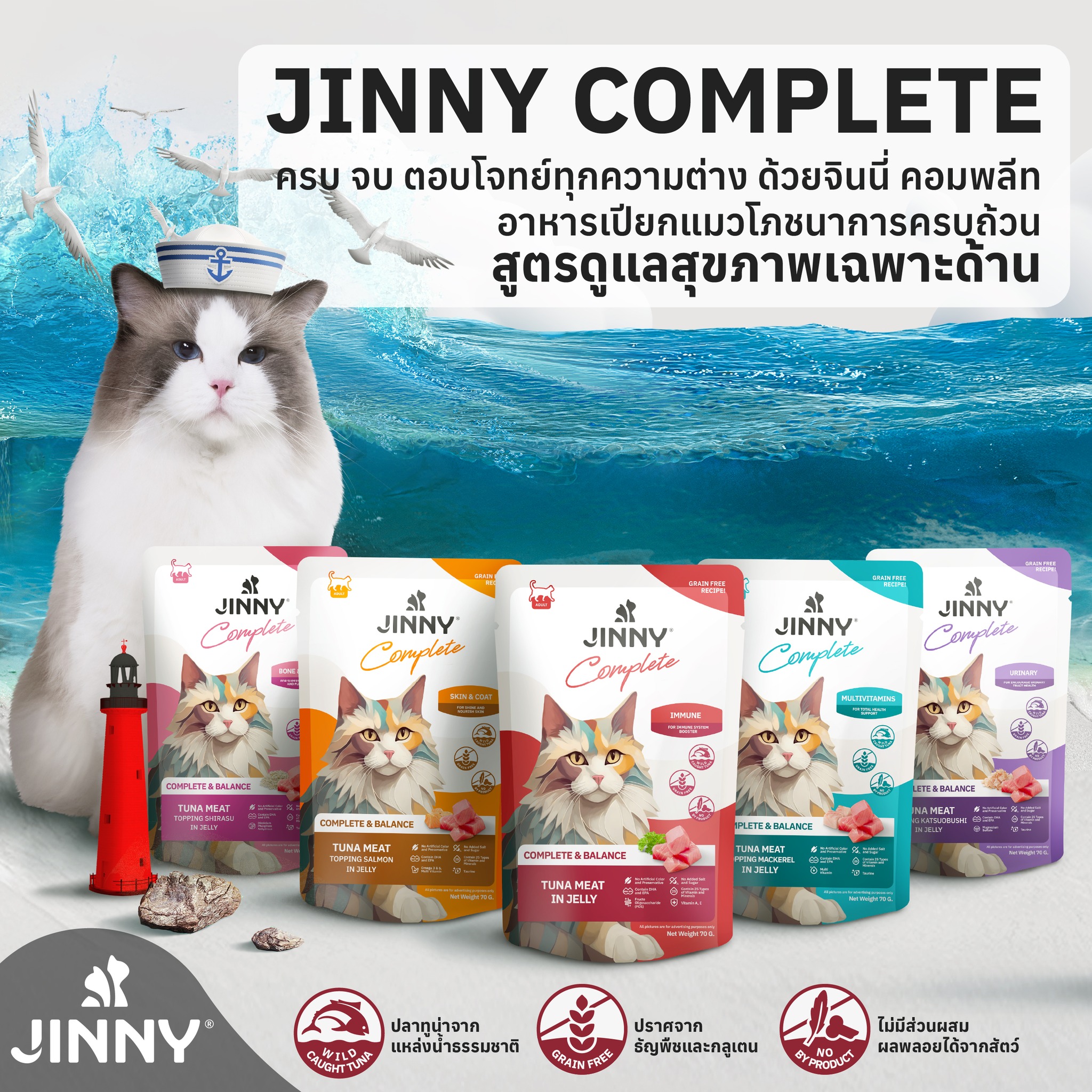 (โหล) Jinny อาหารแมวเปียก ขนาด 70g. ไม่เติมเกลือ เติมน้ำตาล | Shopee Thailand