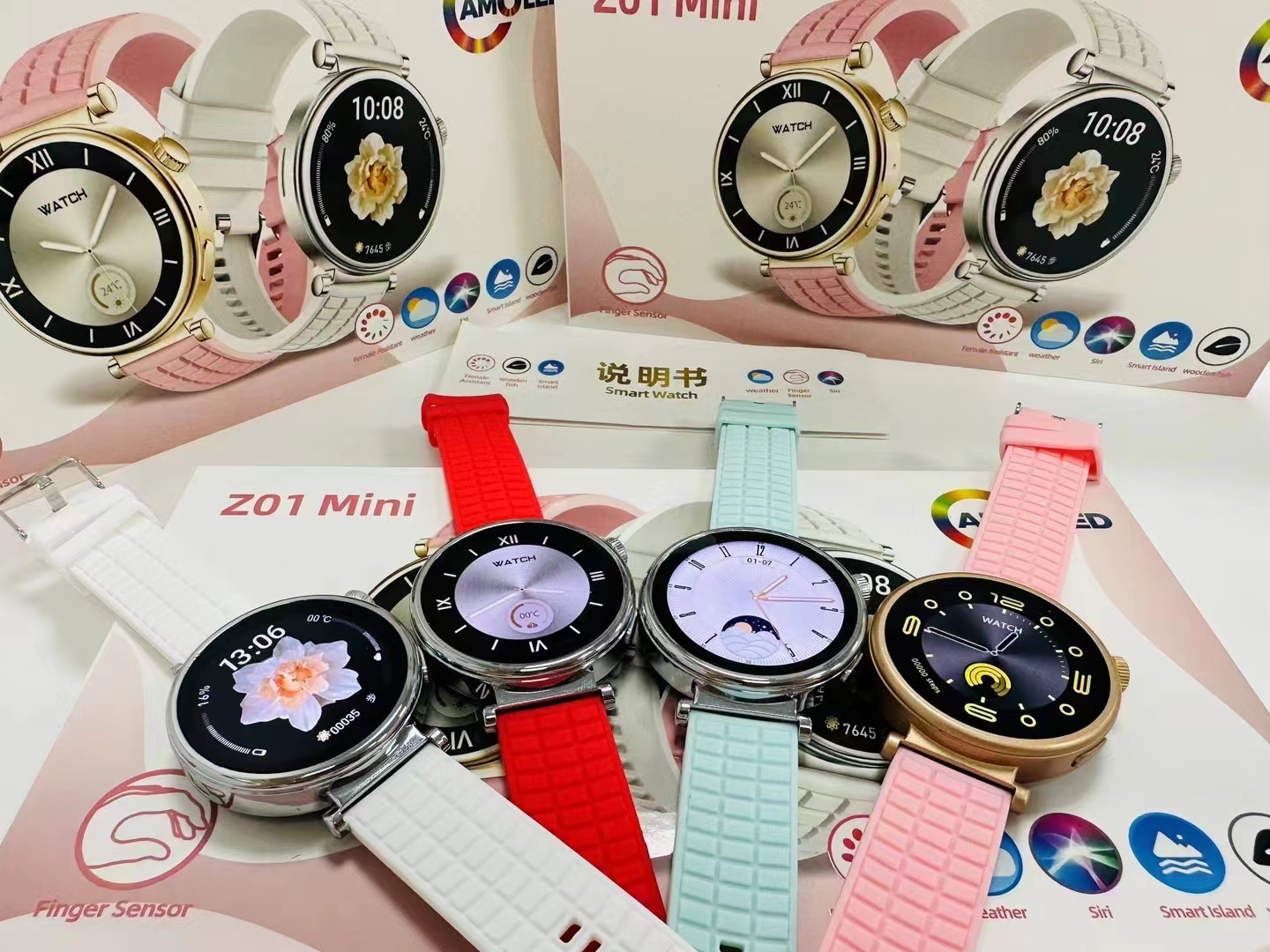 Smartwatch Z01 Mini สุภาพสตรี นาฬิกา นาฬิกาอัจฉริยะ โหมดสปอร์ต เครื่อง ...
