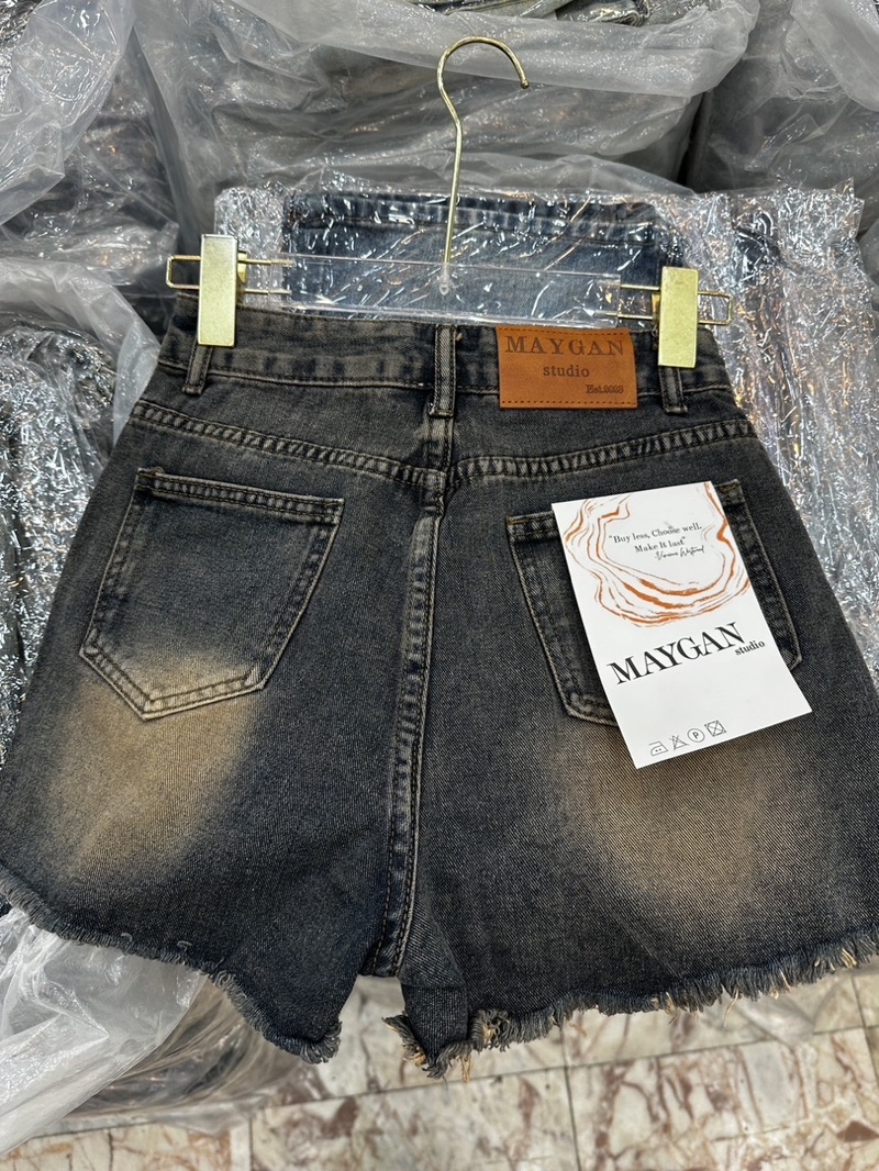 Maygan (A12)กางเกงขาสั้นแต่งขาด เอวสูงยาว13นิ้ว มีไซส์ S-XL ขายดี ...