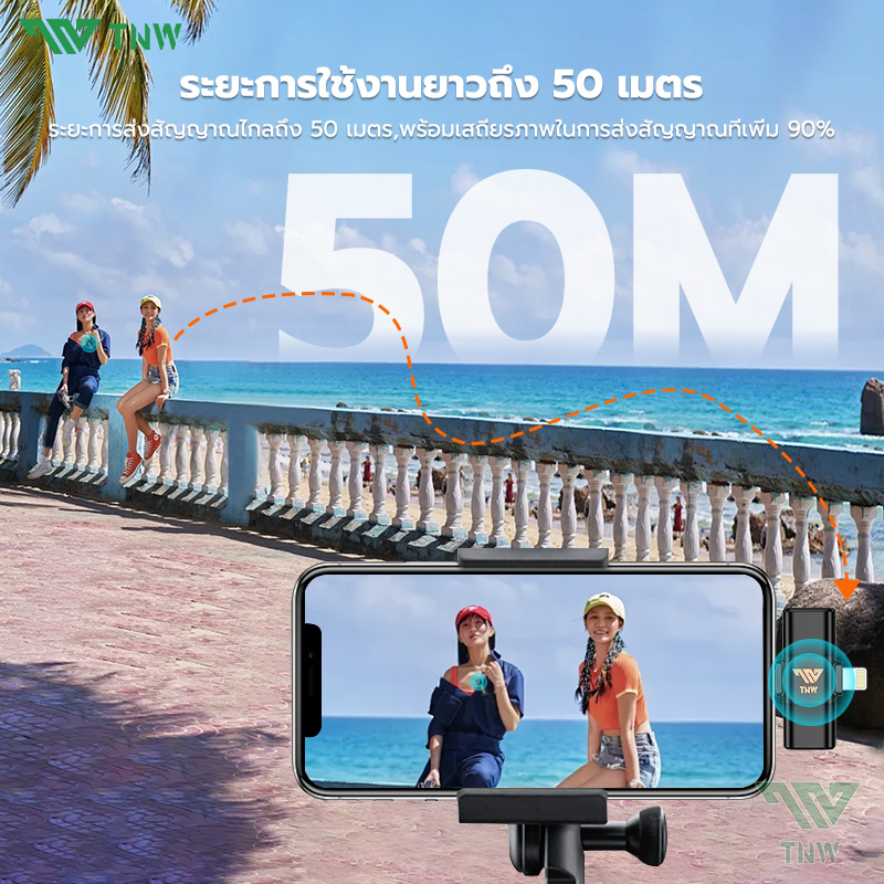 TNW A2/A3 2-In-1 ไมโครโฟนไร้สาย การตัดเสียงรบกวนอัจฉริยะ ไมค์คู่ ไมค์ ...
