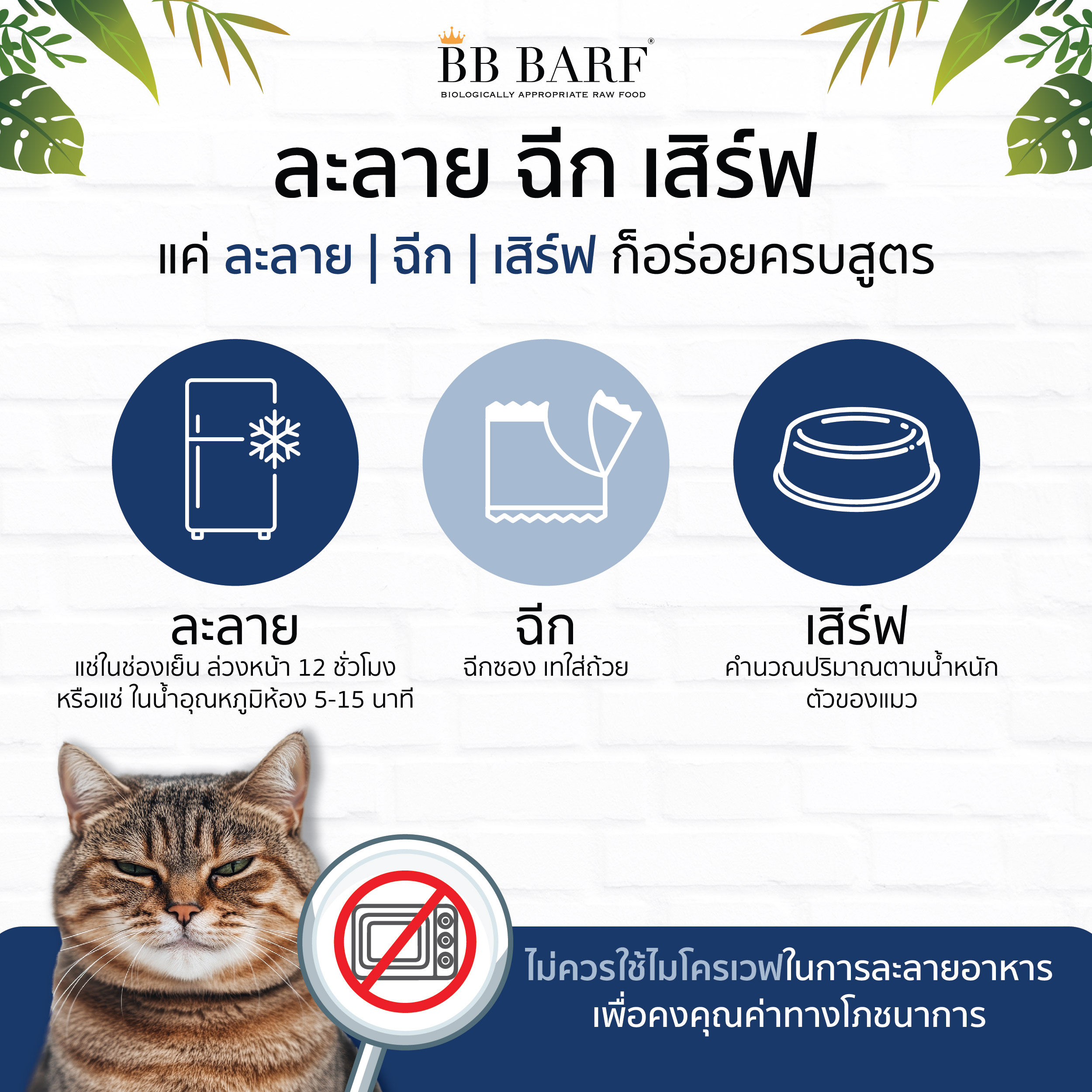 บาร์ฟแมว สูตรกระต่าย กวาง นกกระทา อาหารแมว บีบี บาร์ฟ BB BARF อาหารดิบ ...