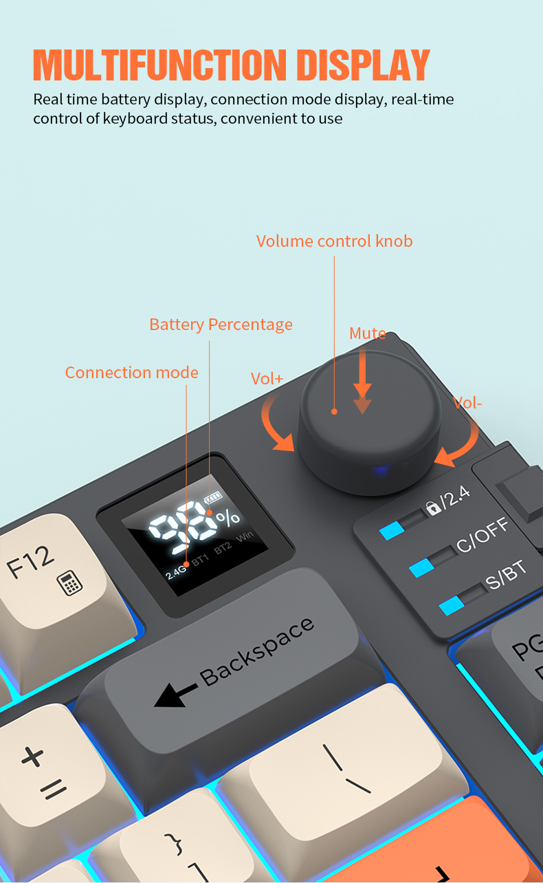 XUNFOX K92 ชุดอุปกรณ์คีย์บอร์ดไร้สาย เมาส์ไร้สายดำบลูทูธ 2.4G โหมด 2 wireless keyboard mouse ...