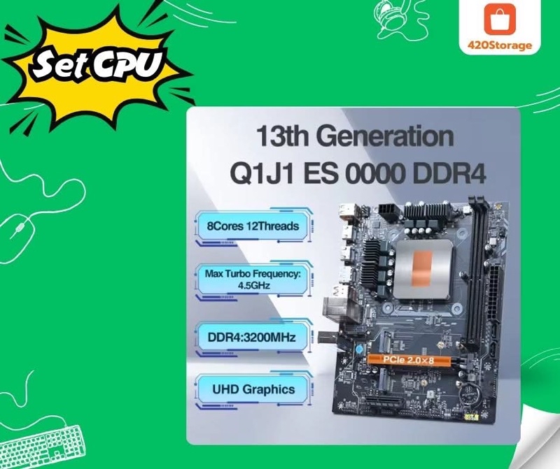 CPUSET I5-13420H + B760M DDR4 ( Q1J1 ) CPU 13th Core Interpose Kit Q1J1 ...