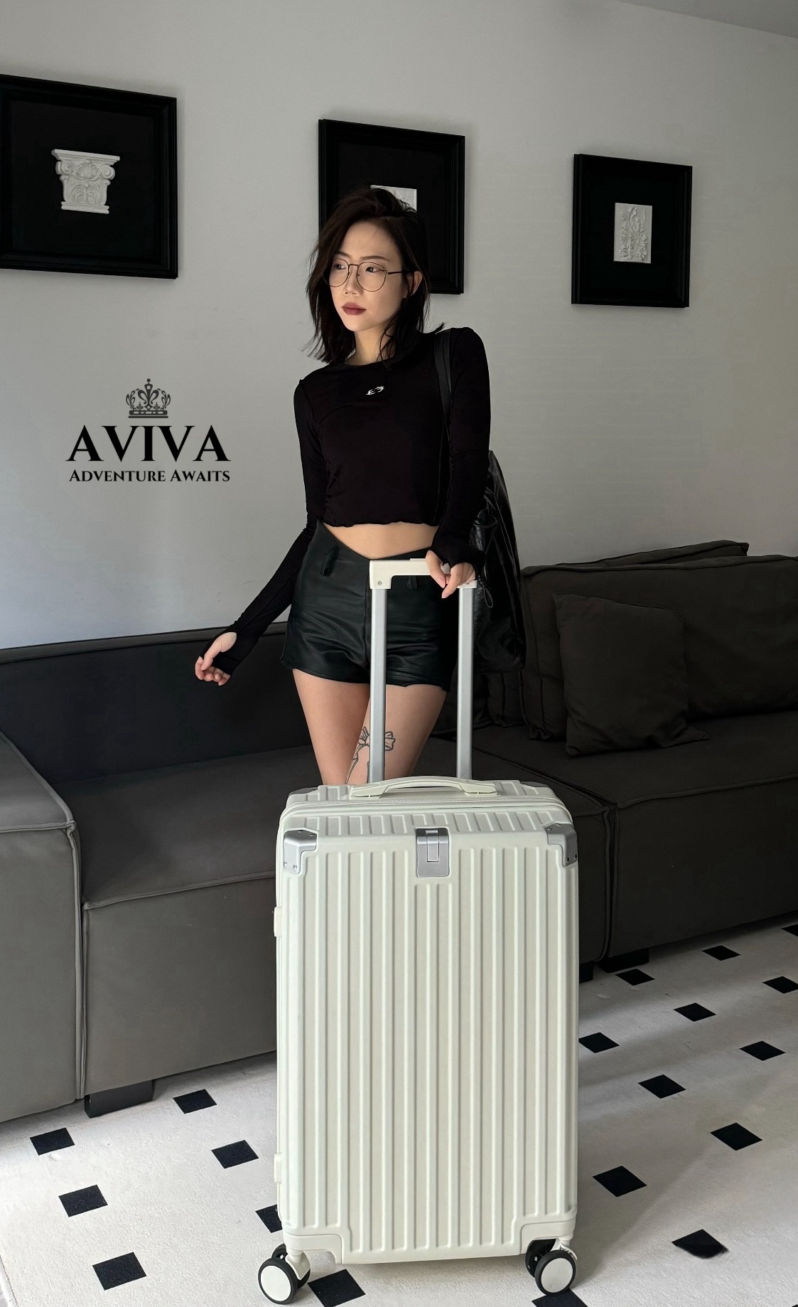 AVIVA ฟังก์ชั่นการชาร์จ USB กระเป๋าเดินทาง 20/24/28นิ้ว พร้อมตะขอ โลหะ ...