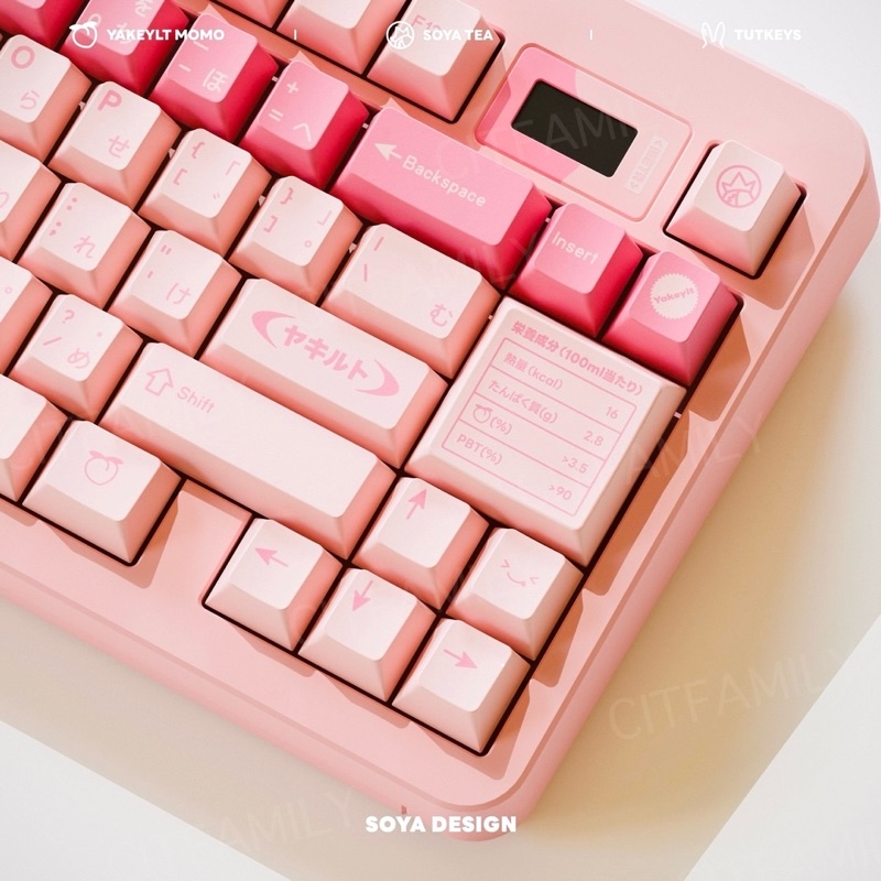 TUTKEYS Yakeylt keycaps ปุ่มกดโยเกิร์ต น่ารัก PBT Dyesub คีย์แคปสีชมพู ...