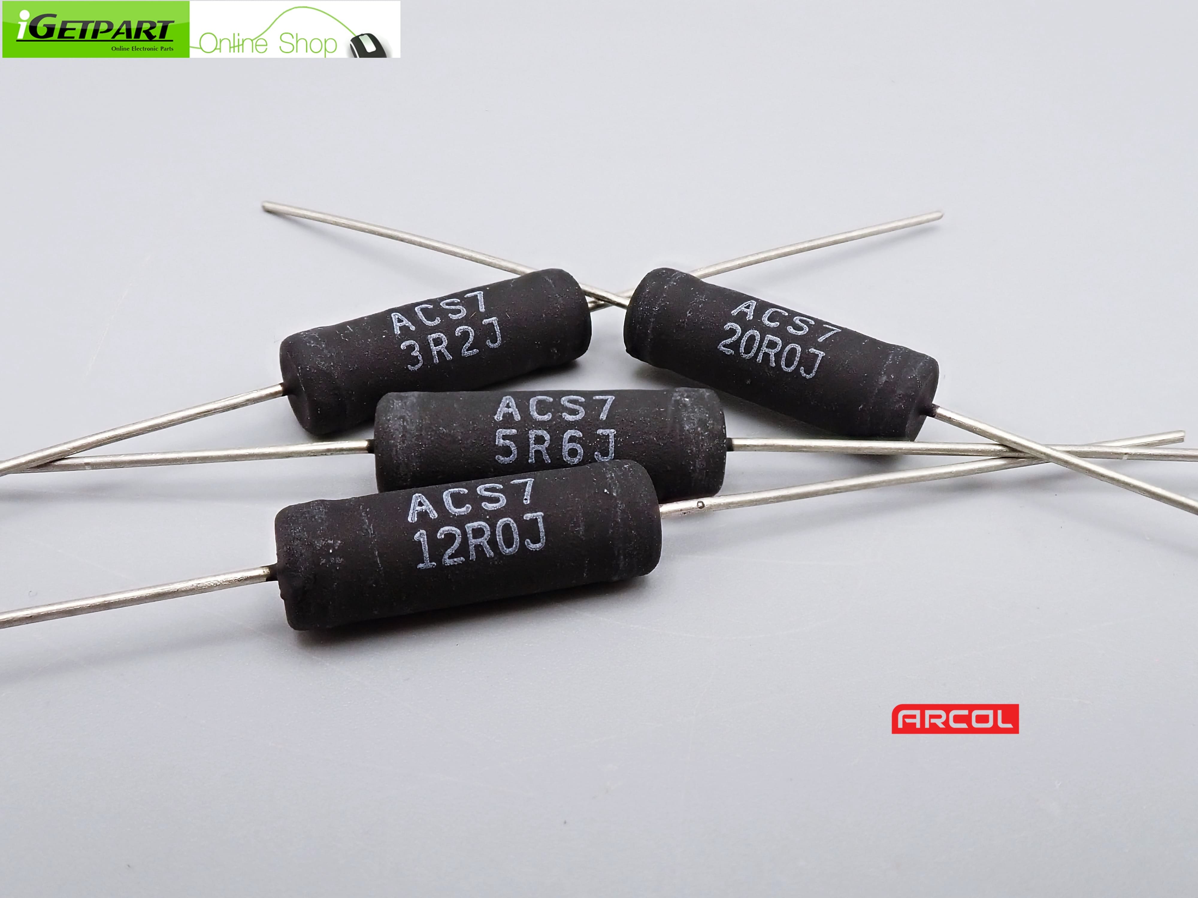 ตัวต้านทาน RESISTOR ARCOL ACS7 7WATT 5% 3R2-20R (1 แพ็ค = 3 ตัว) | Shopee Thailand
