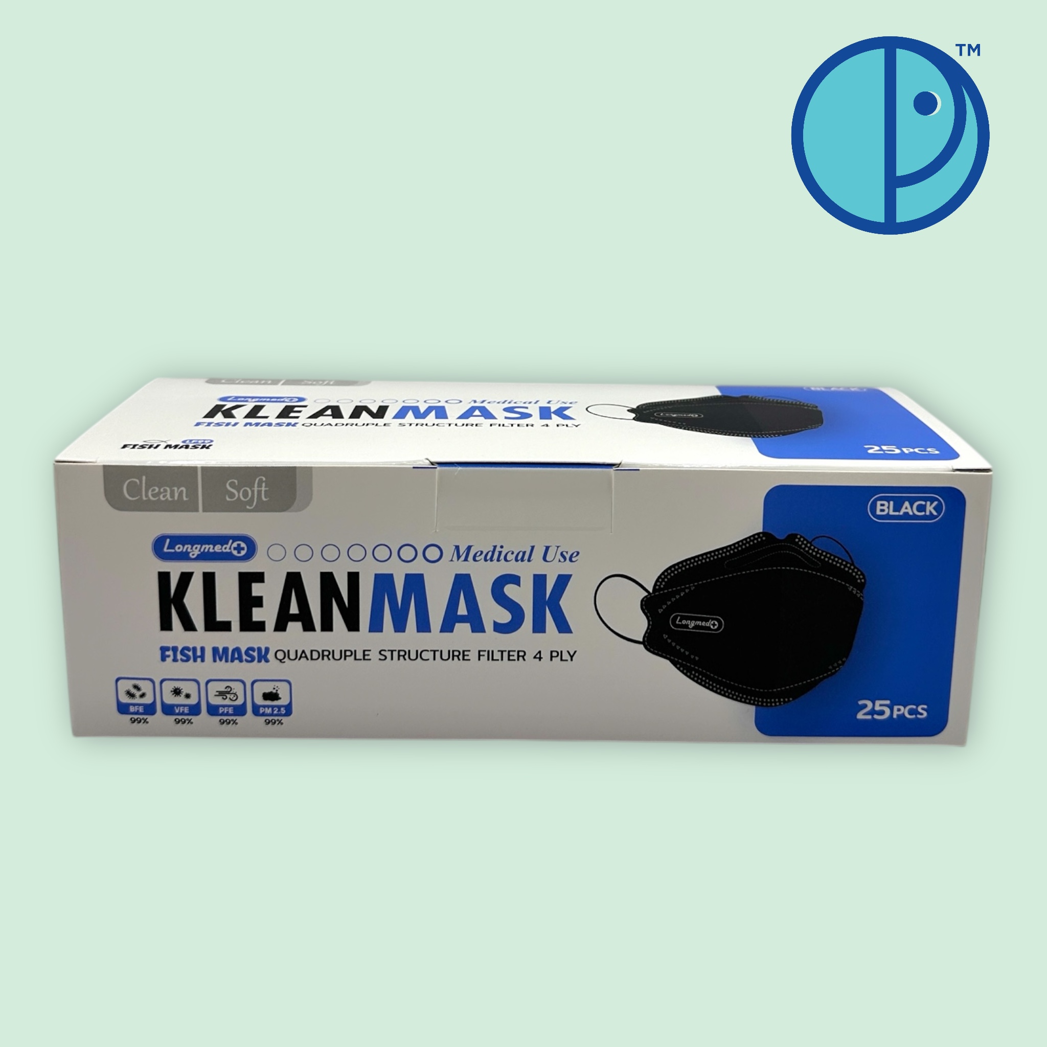 Longmed Klean Mask Fish Mask LF99 หน้ากากอนามัย หน้ากากปลา 4 ชั้น (ขนาด ...