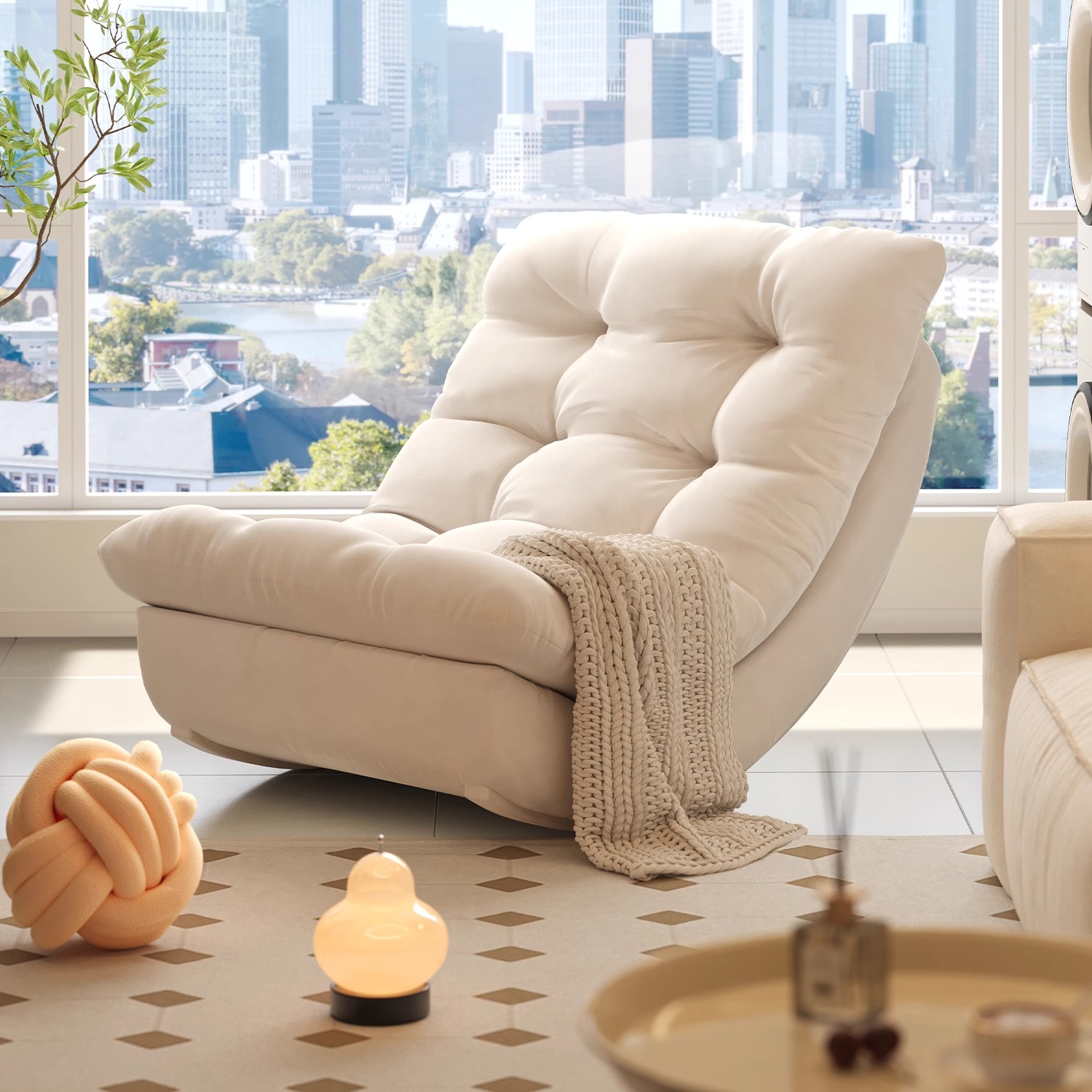 F&G โซฟา เก้าอี้มูนแชร์ เก้าอี้โยก Moon Rocking Chair โซฟาปรับนอนได้ ...