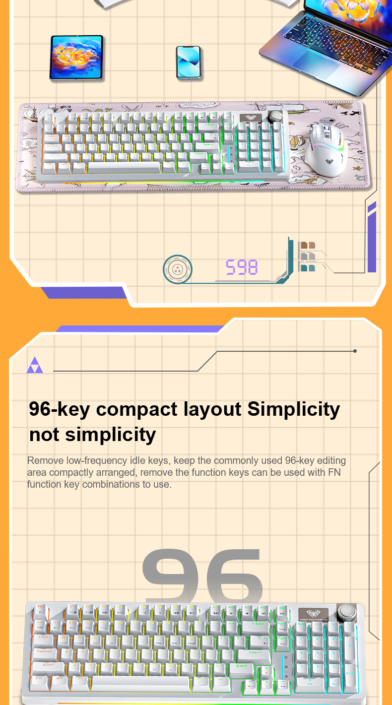 คีย์บอร์ดไร้สาย - AULA S98 - Gasket Mechanical Keyboard คีย์ไทย รับ ...