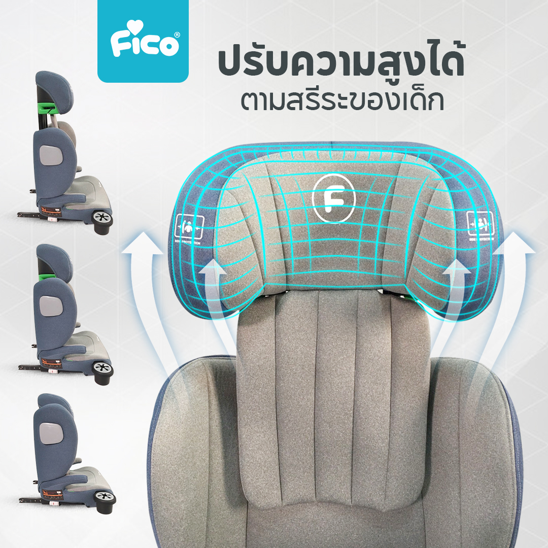 ใหม่ล่าสุด Fico คาร์ซีทเด็กโต รับน้ำหนักได้ 36 กก. ผ้าเคทานิคพลัส ป้องกันไรฝุ่น รุ่น HB629 ...