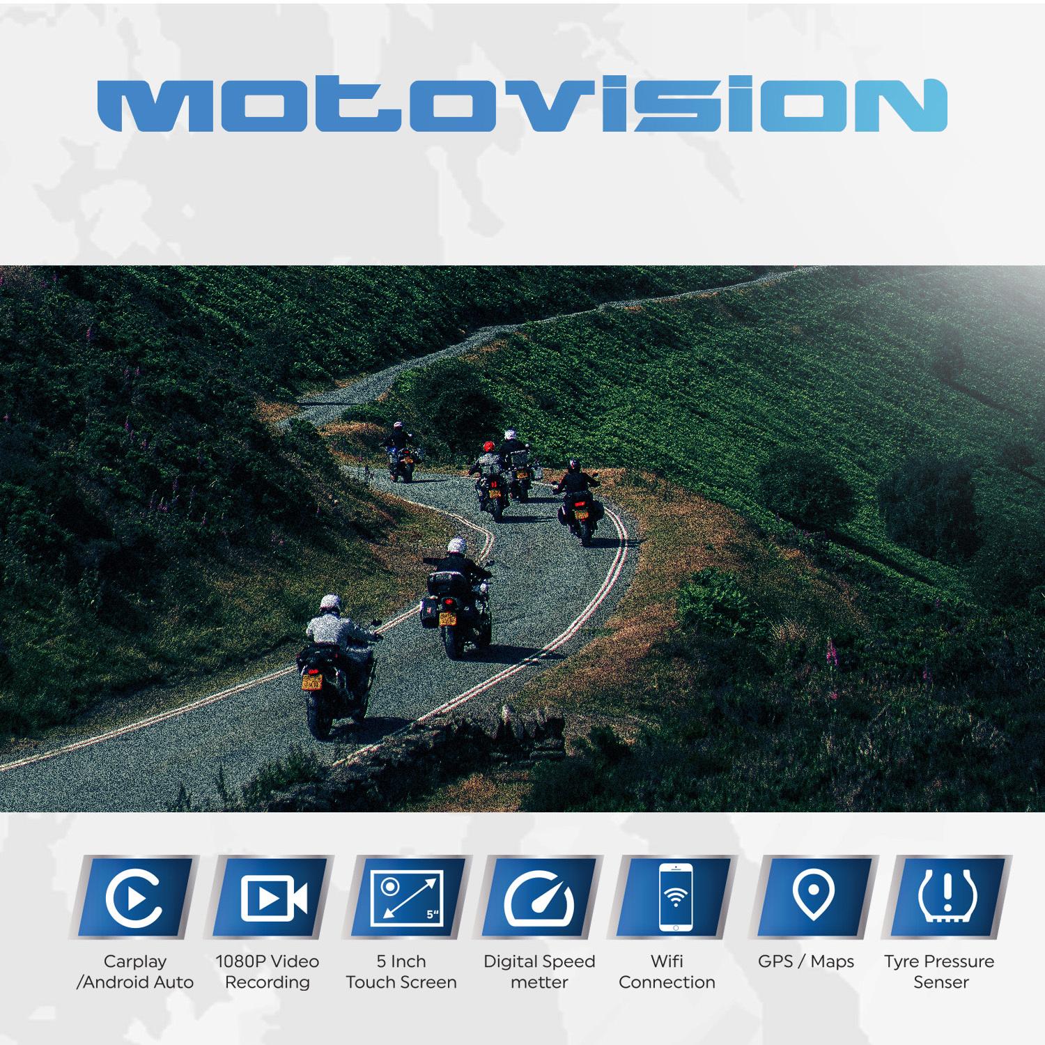 (ติดตั้งฟรี)กล้องมอเตอร์ไซค์ Motovision X1 Apple CarPlay/Android Auto ...