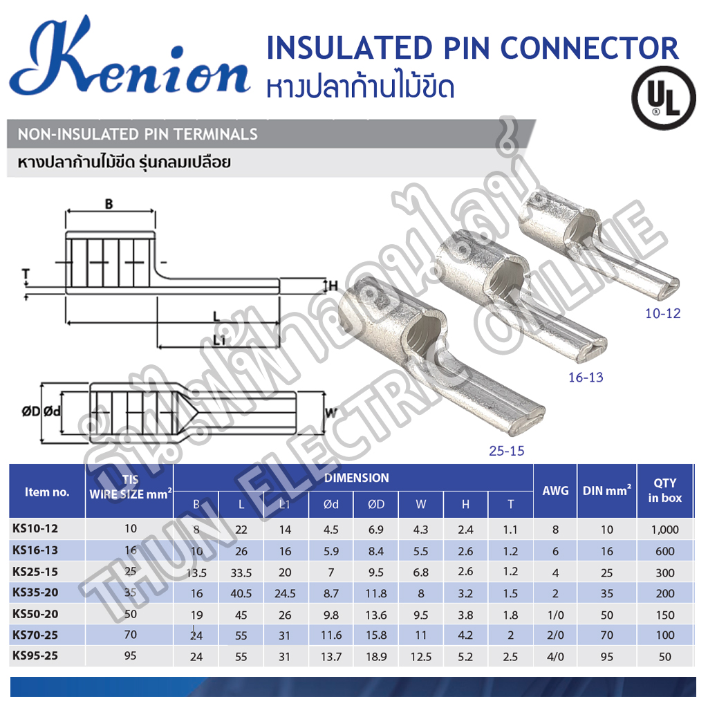 Kenion หางปลาเสียบก้านไม้ขีดแบบเปลือย แบน PIN จำหน่ายยกถุง/100ตัว ...