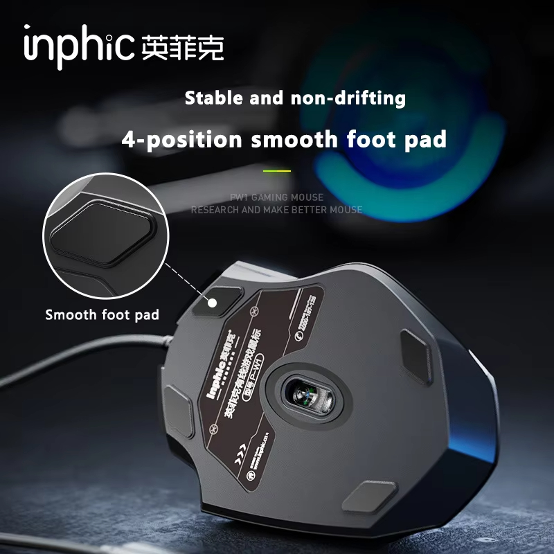 Inphic W1 Wired Mouse Esports Gaming Mouse Six-button Macro Programming ...
